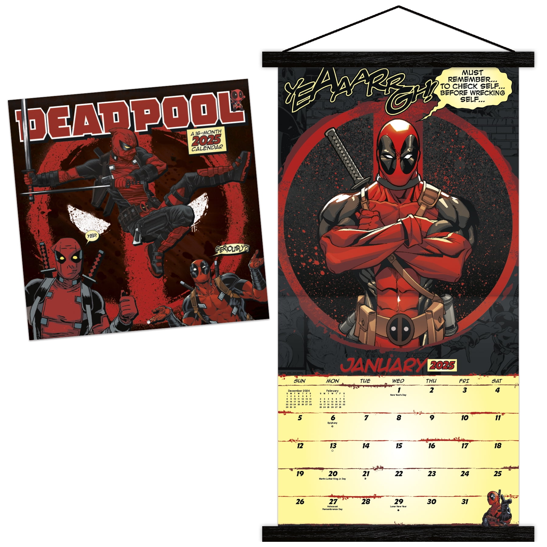Trends International 2025 Deadpool Wall Calendar & Magnetic Frame ...