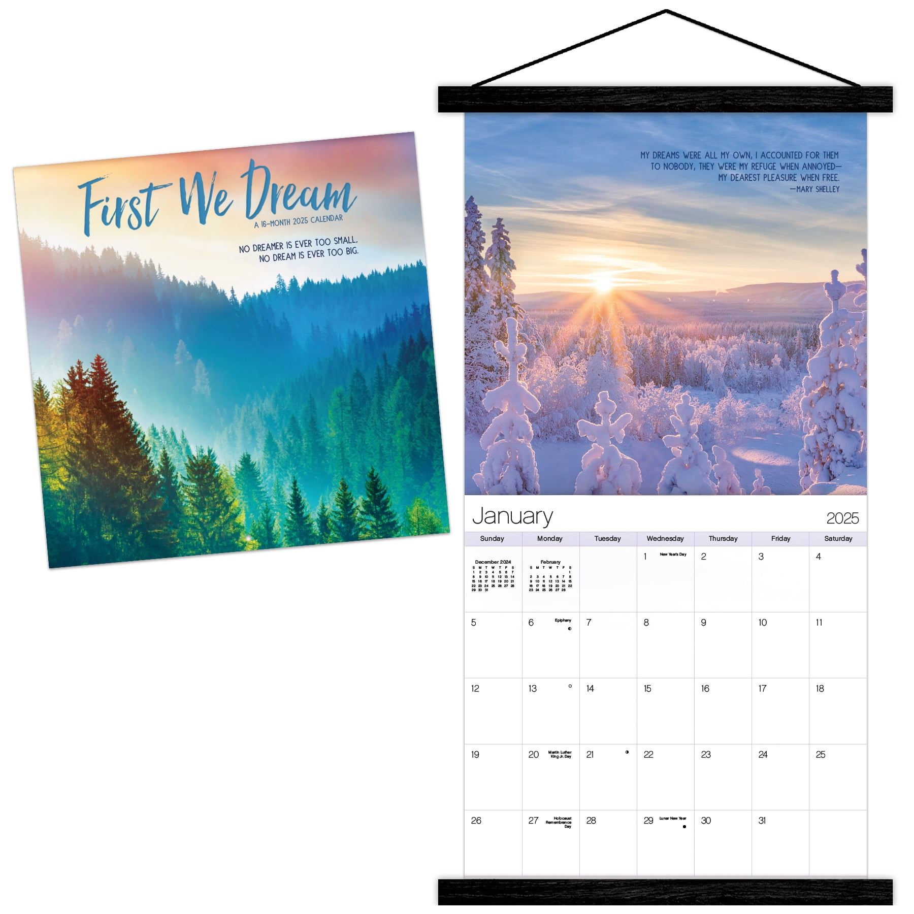 Trends International 2025 First We Dream Wall Calendar & Magnetic Frame ...