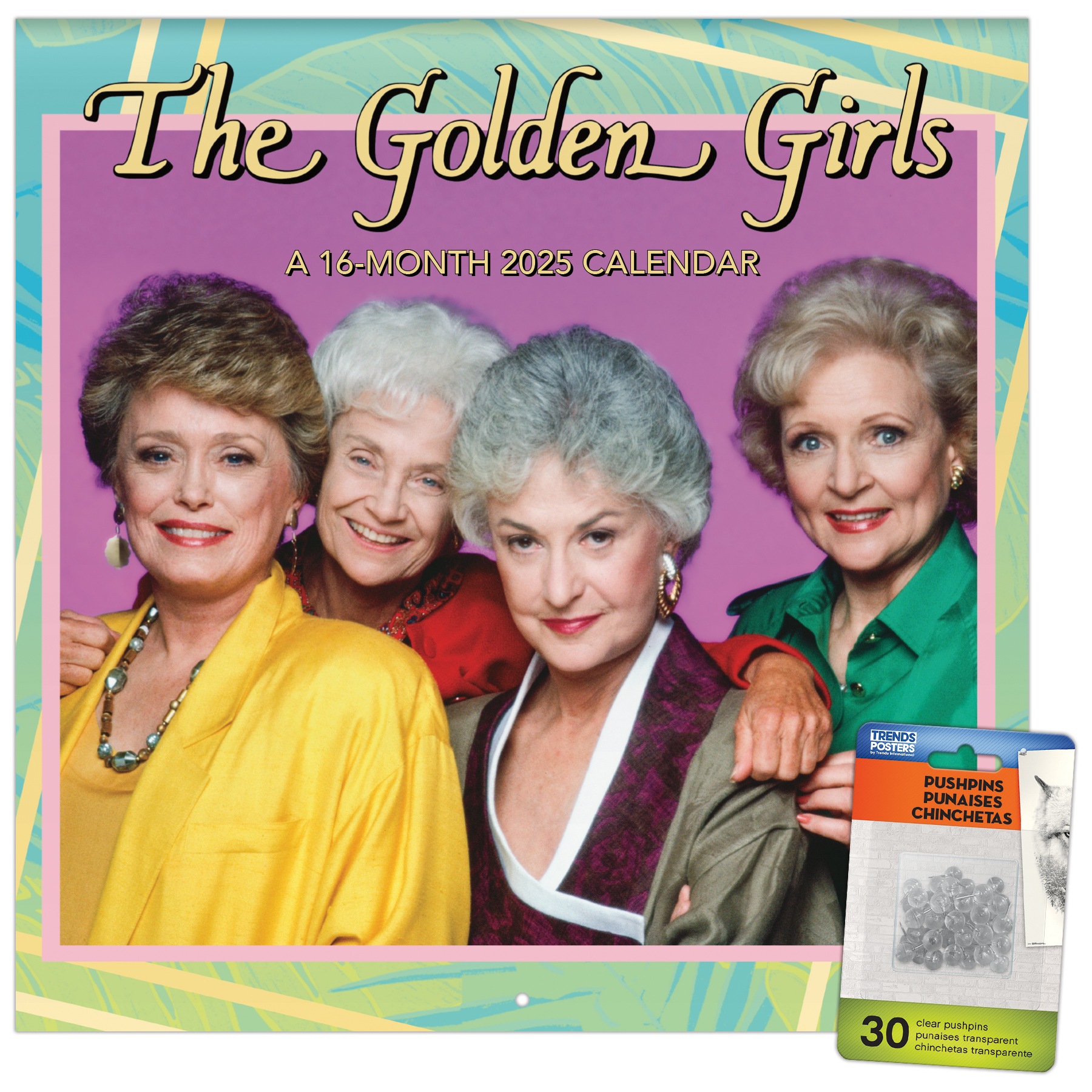 Trends International 2025 Golden Girls Wall Calendar & Push Pins ...