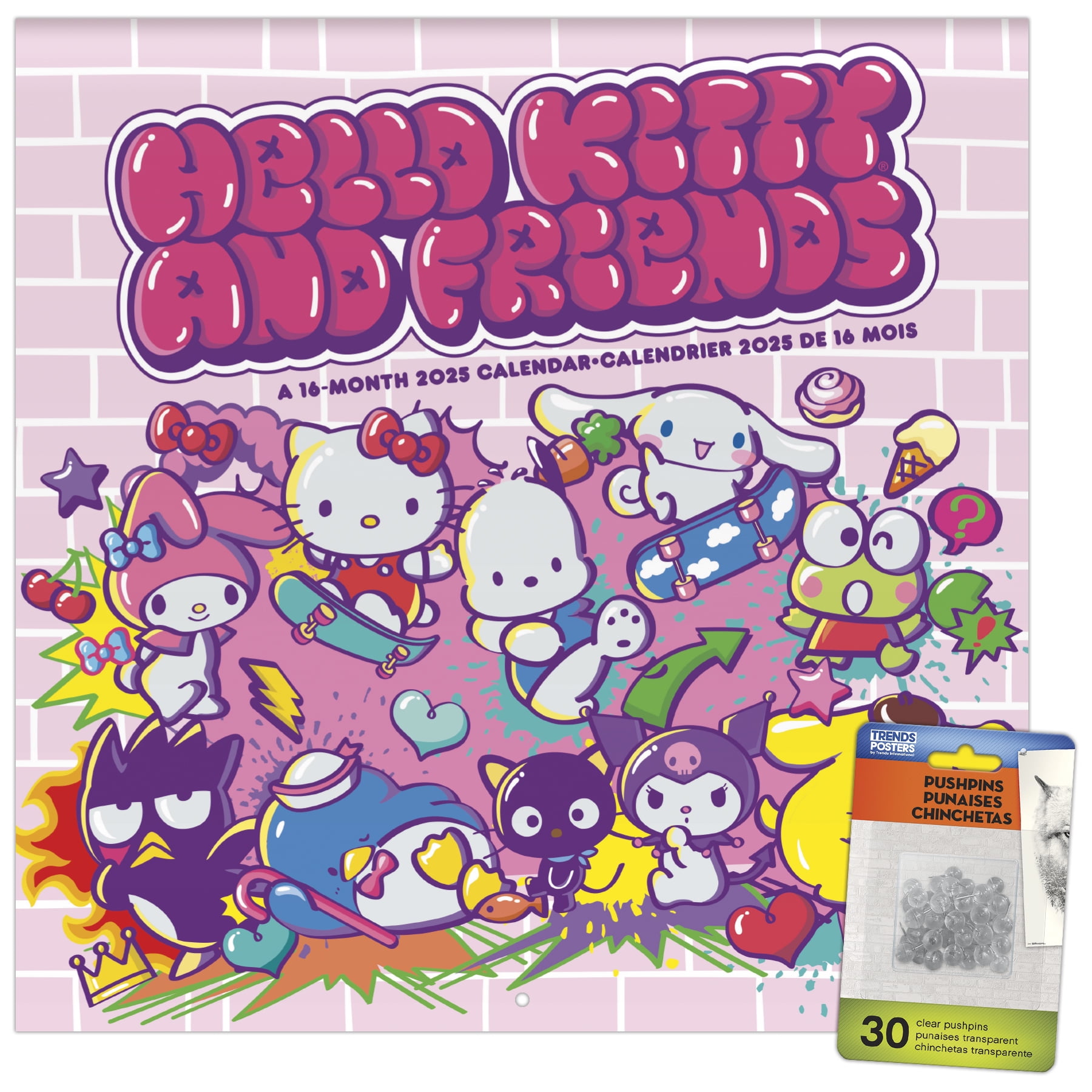 Trends International 2025 Hello Kitty and Friends Wall Calendar & Push ...