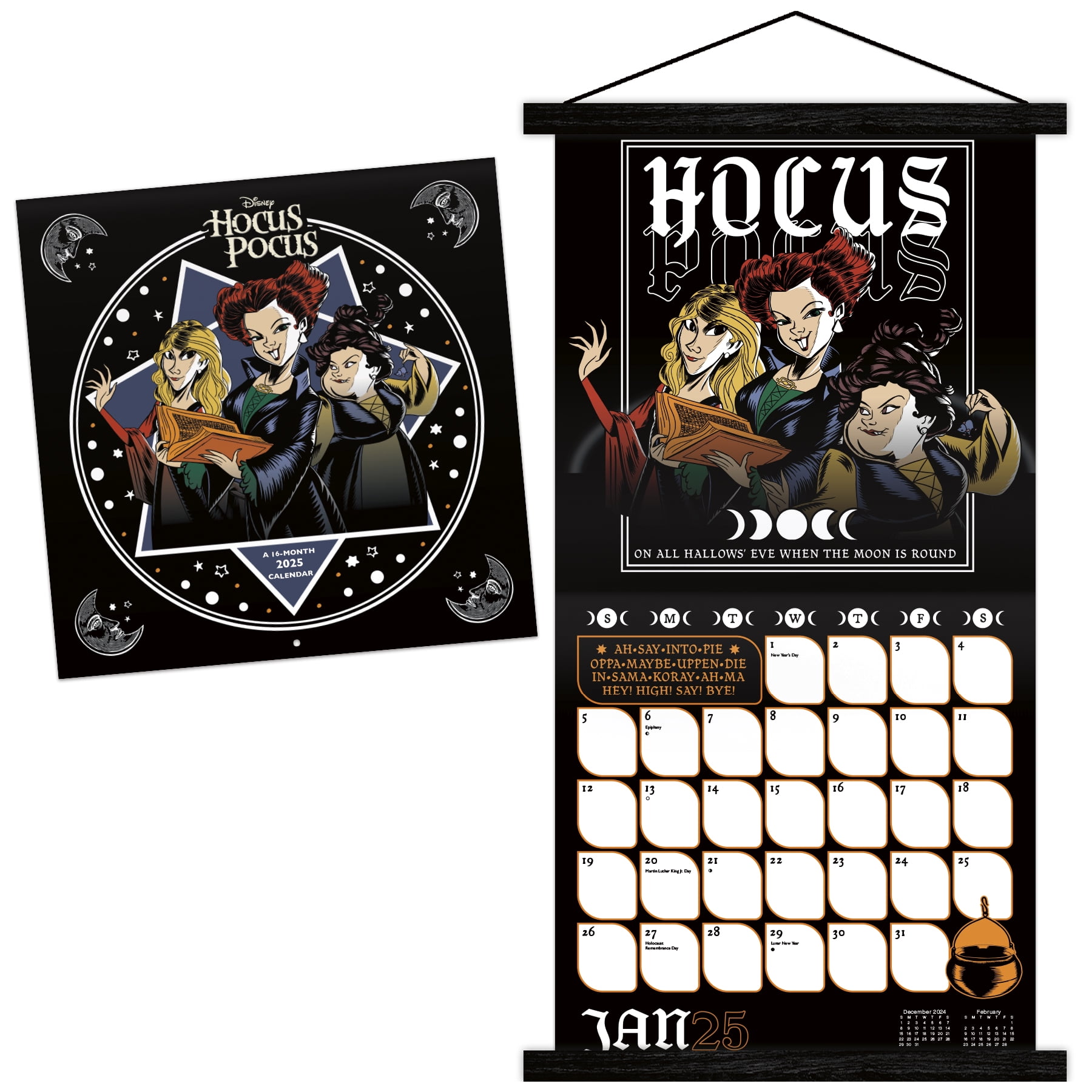 Trends International 2025 Hocus Pocus Wall Calendar & Magnetic Frame ...