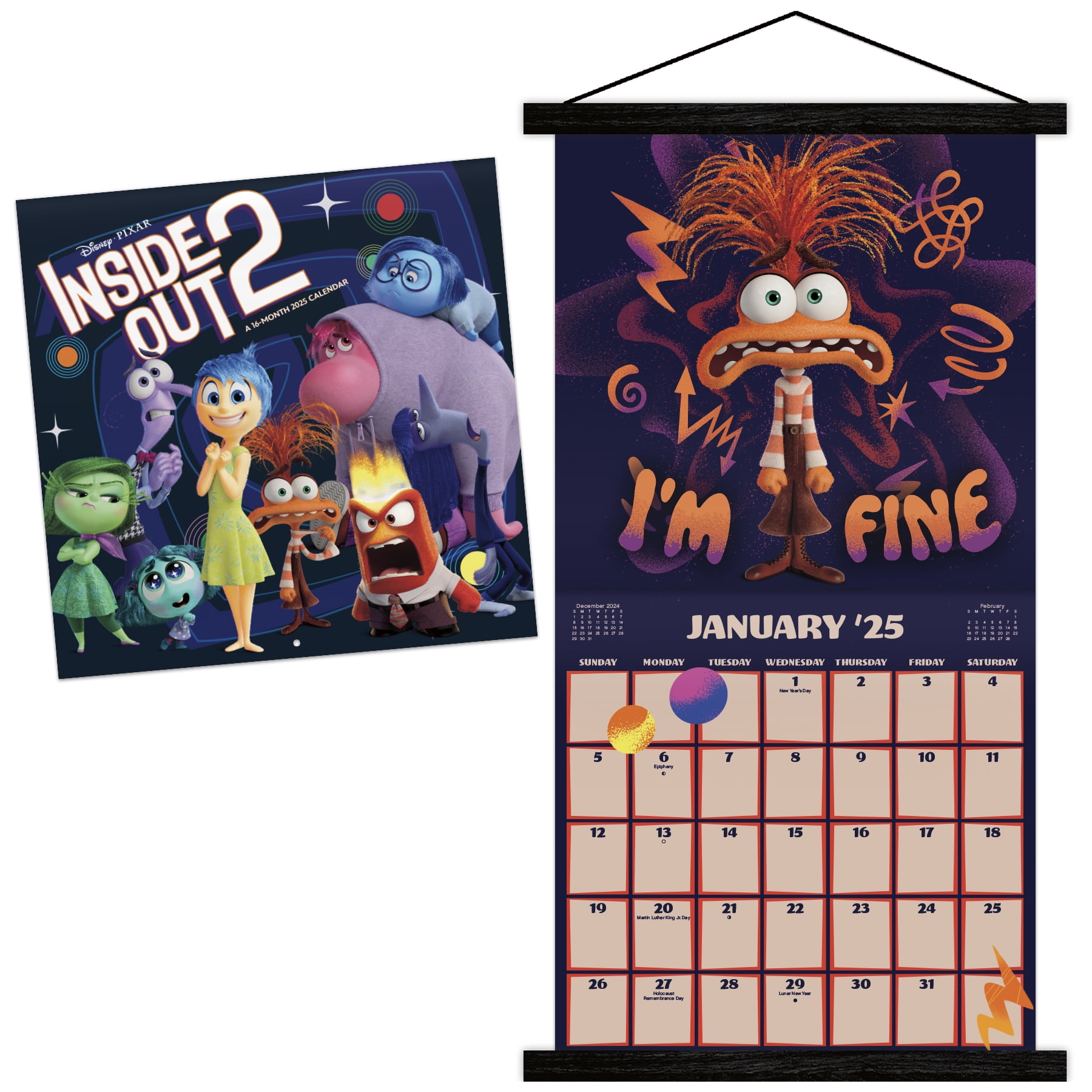 Trends International 2025 Inside Out 2 Wall Calendar & Magnetic Frame ...