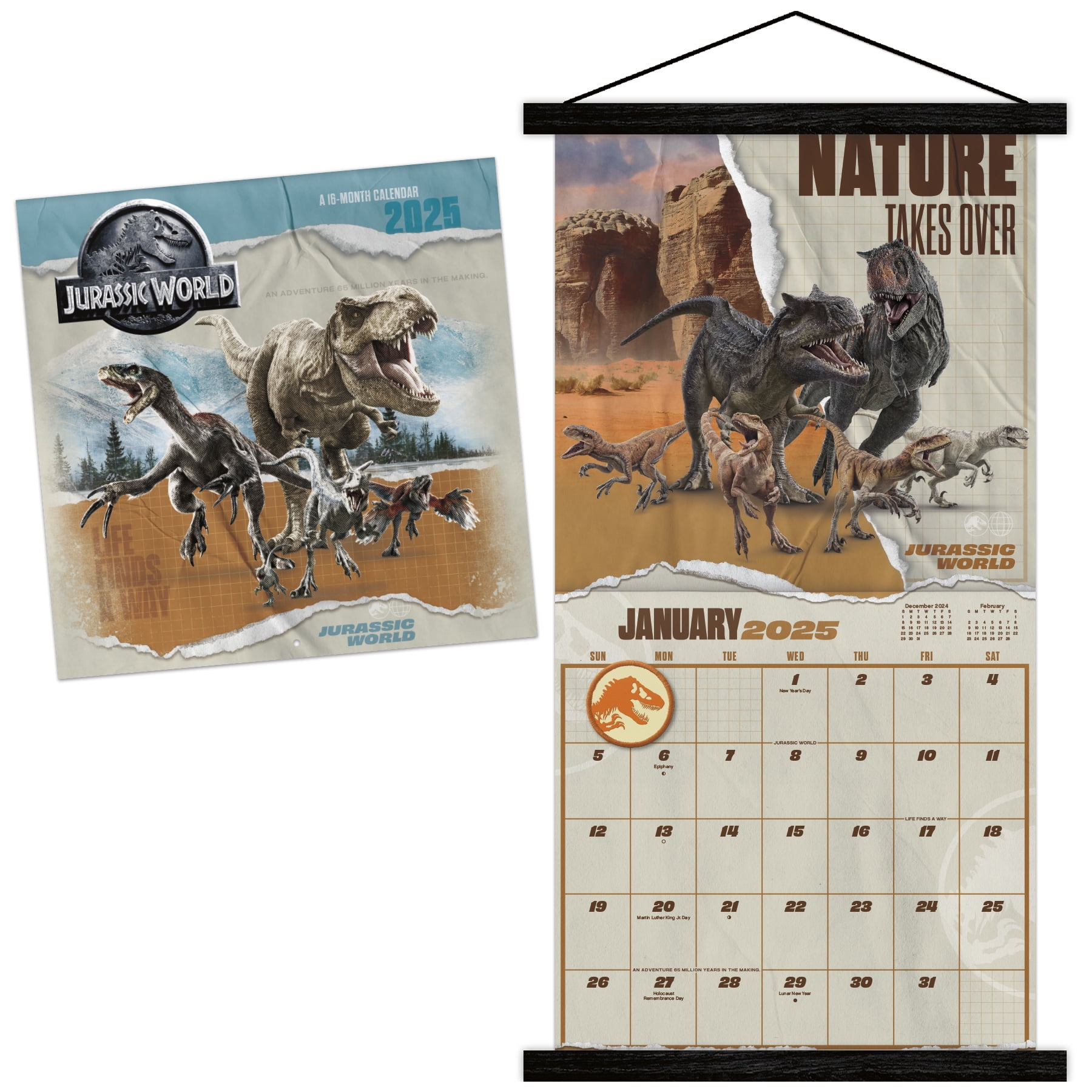 Trends International 2025 Jurassic World Wall Calendar & Magnetic Frame ...