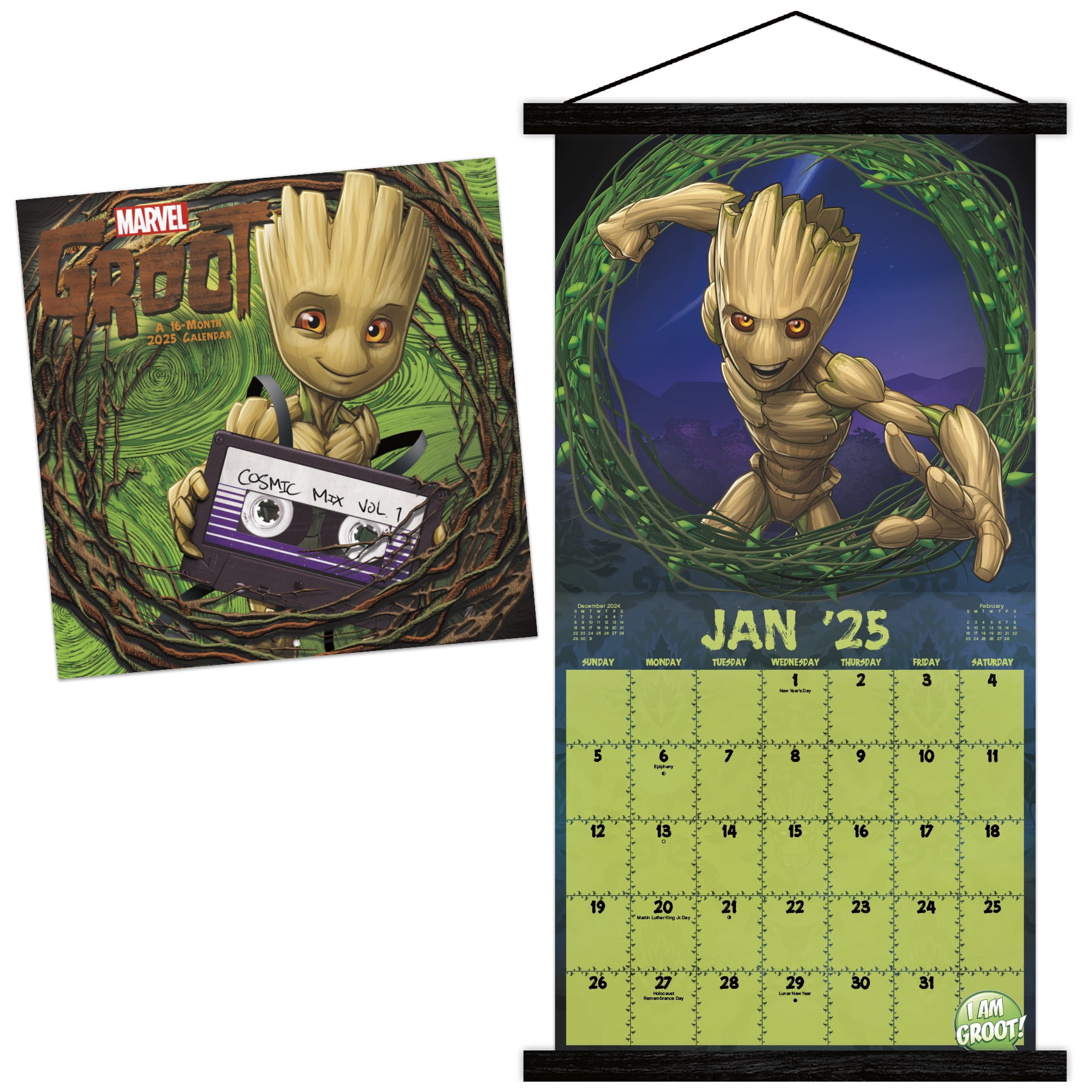Trends International 2025 Marvel Groot Wall Calendar & Magnetic Frame ...