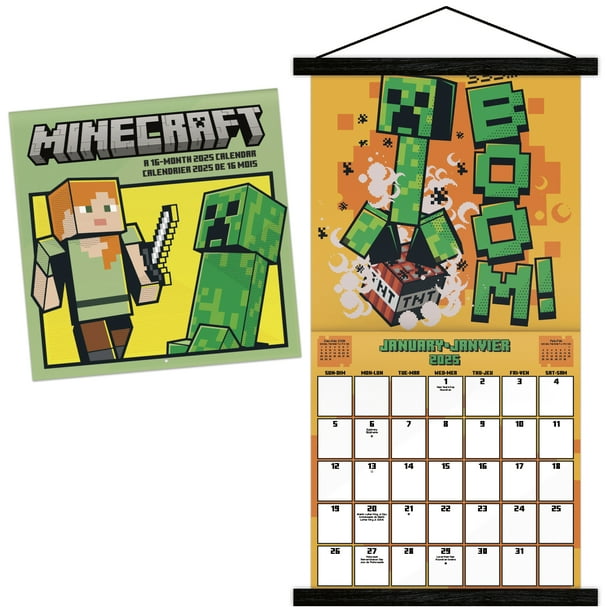 Trends International 2025 Minecraft Wall Calendar & Magnetic Frame ...