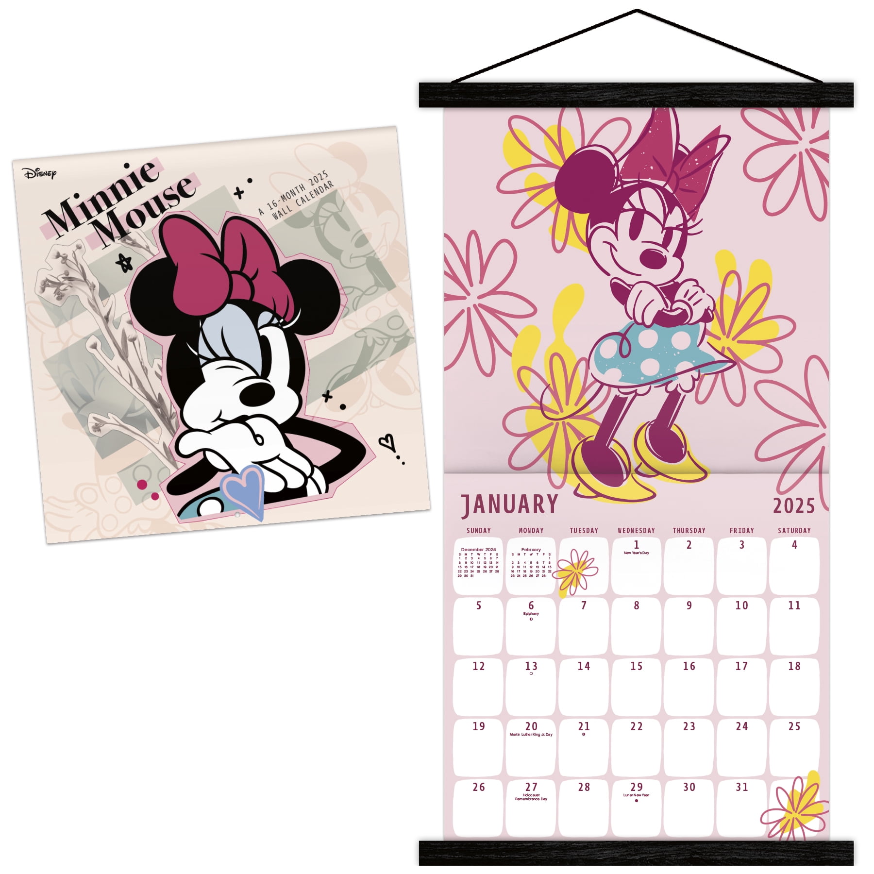 Trends International 2025 Minnie Mouse Wall Calendar & Magnetic Frame ...