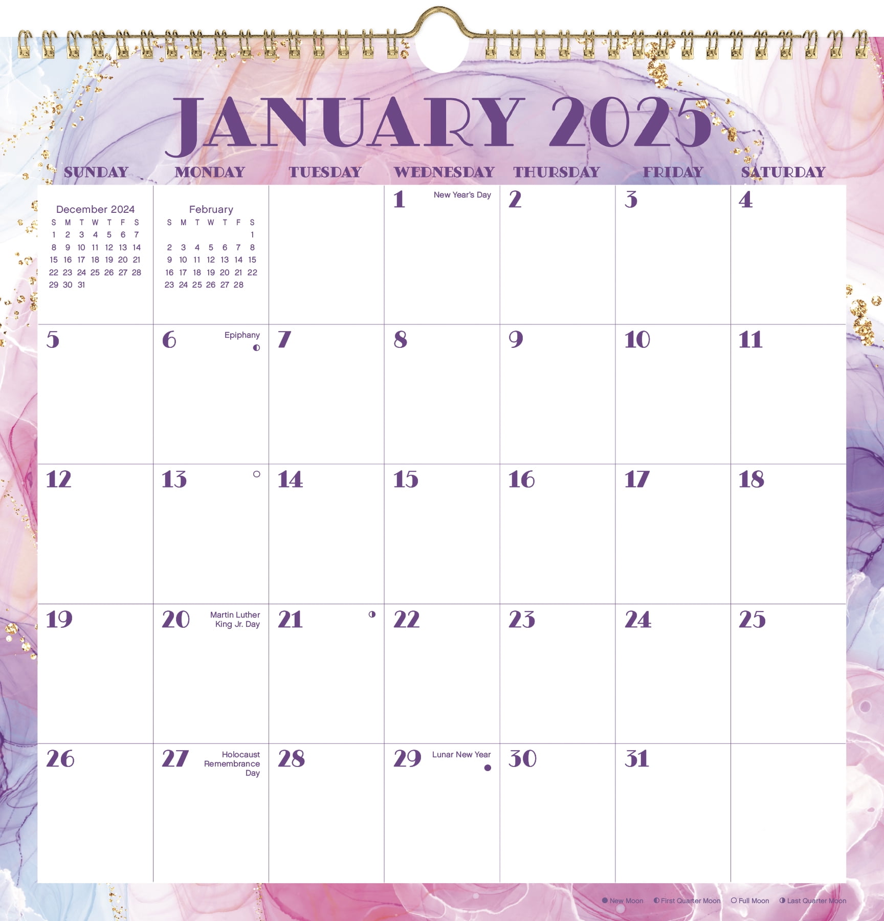 Trends International 2025 Pastel Pattern Spiral Wall Calendar & Push ...