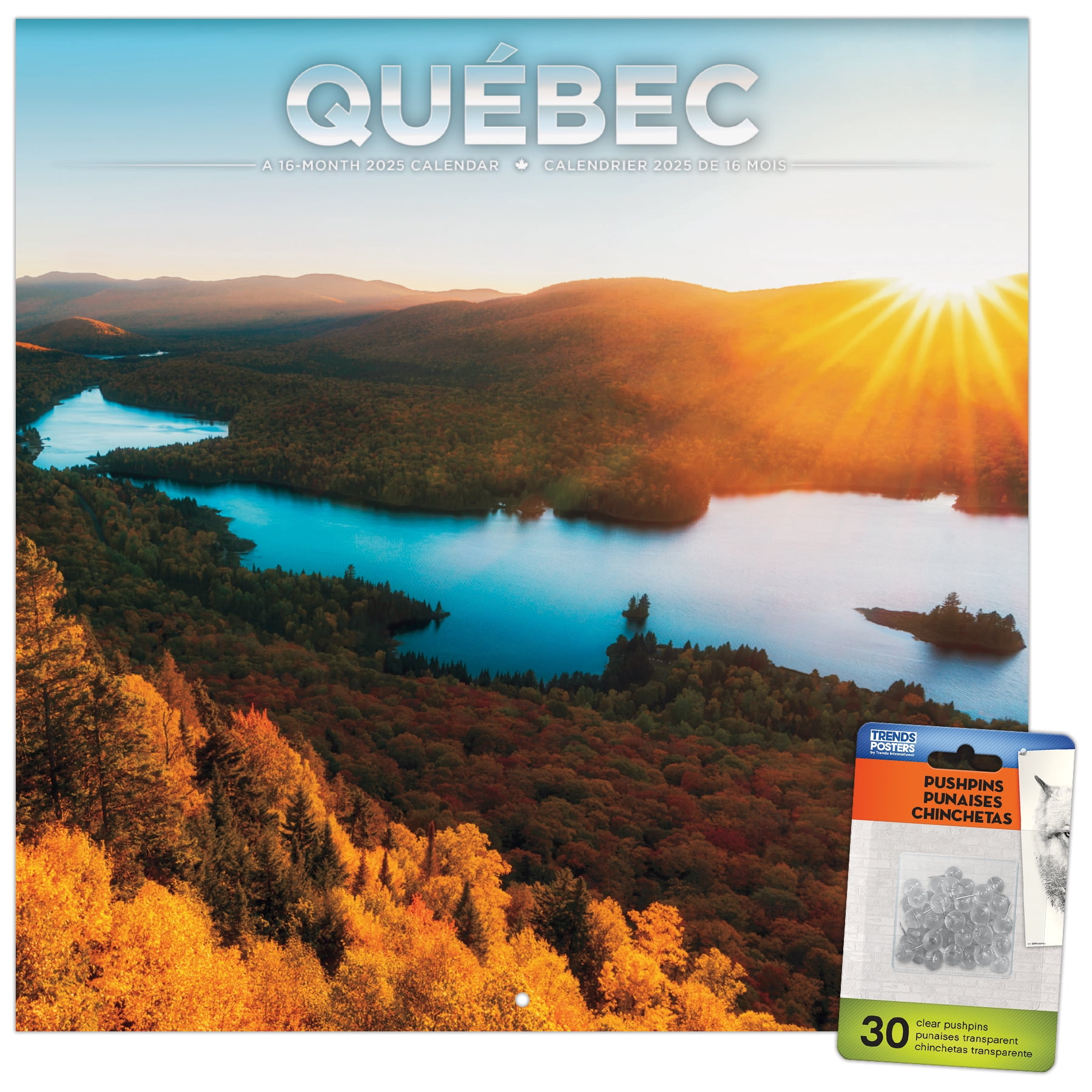 Trends International 2025 Quebec Wall Calendar & Push Pins - Walmart.com