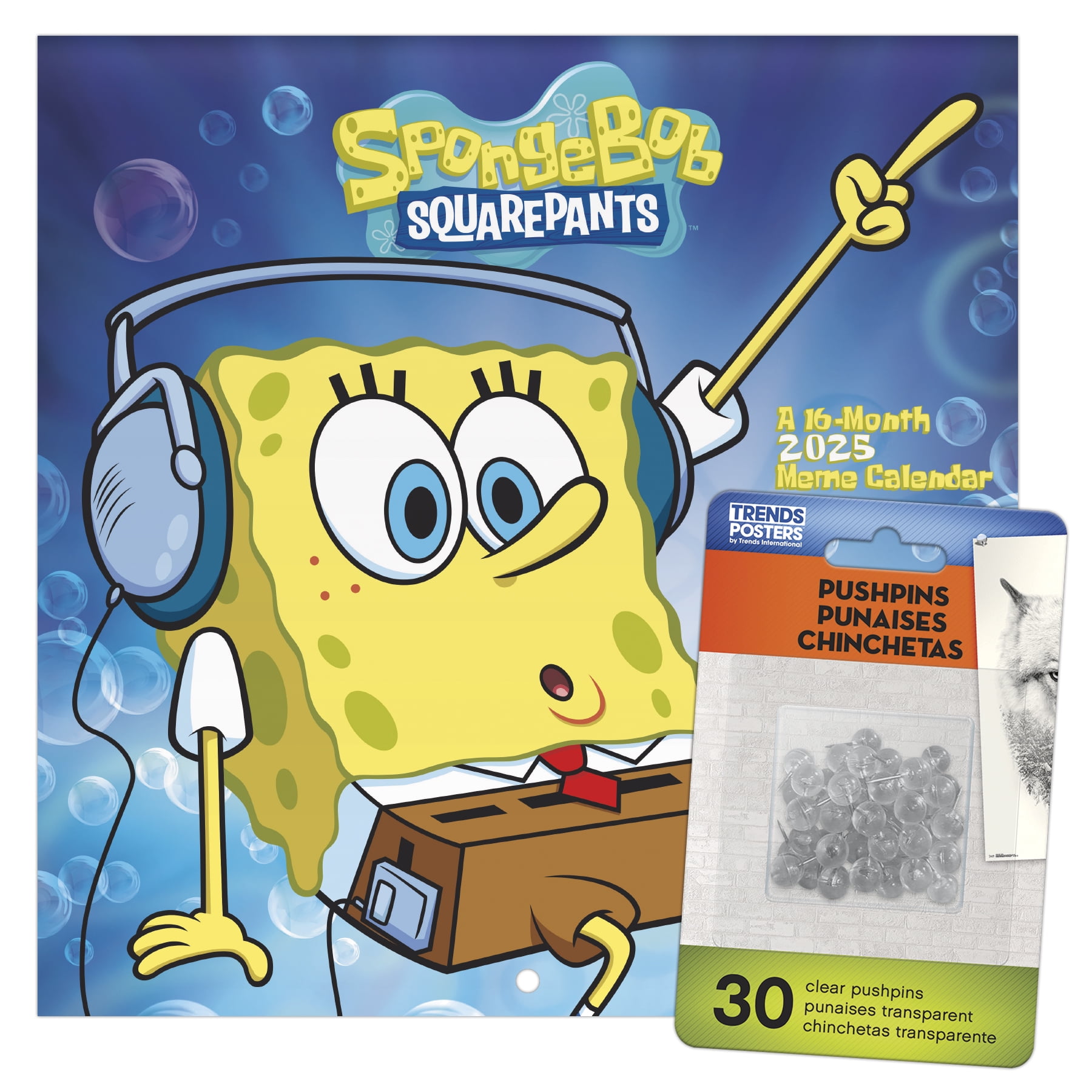 Trends International 2025 SpongeBob Squarepants Mini Calendar & Push ...