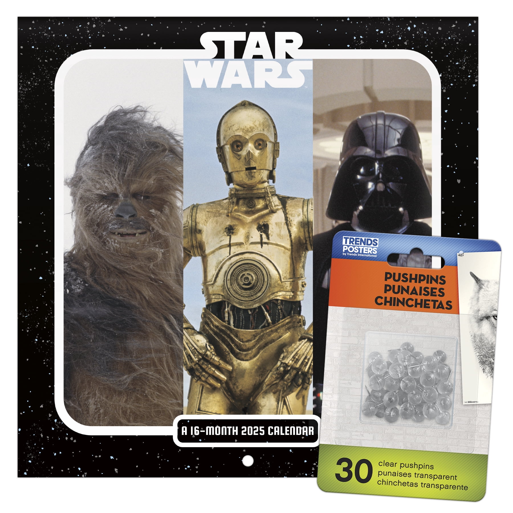 Trends International 2025 Star Wars Mini Calendar & Push Pins - Walmart.com