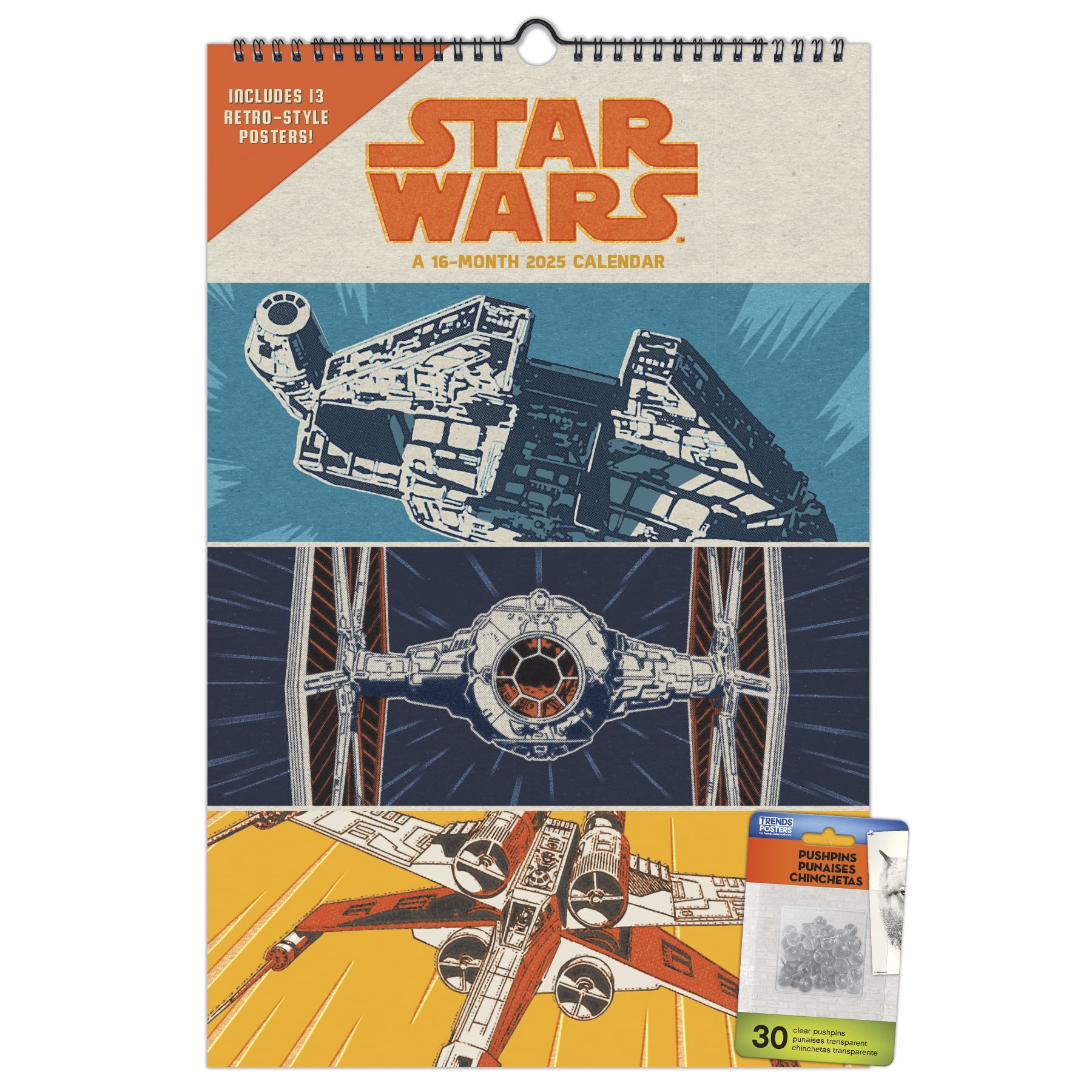 Trends International 2025 Star Wars Oversized Calendar & Push Pins ...