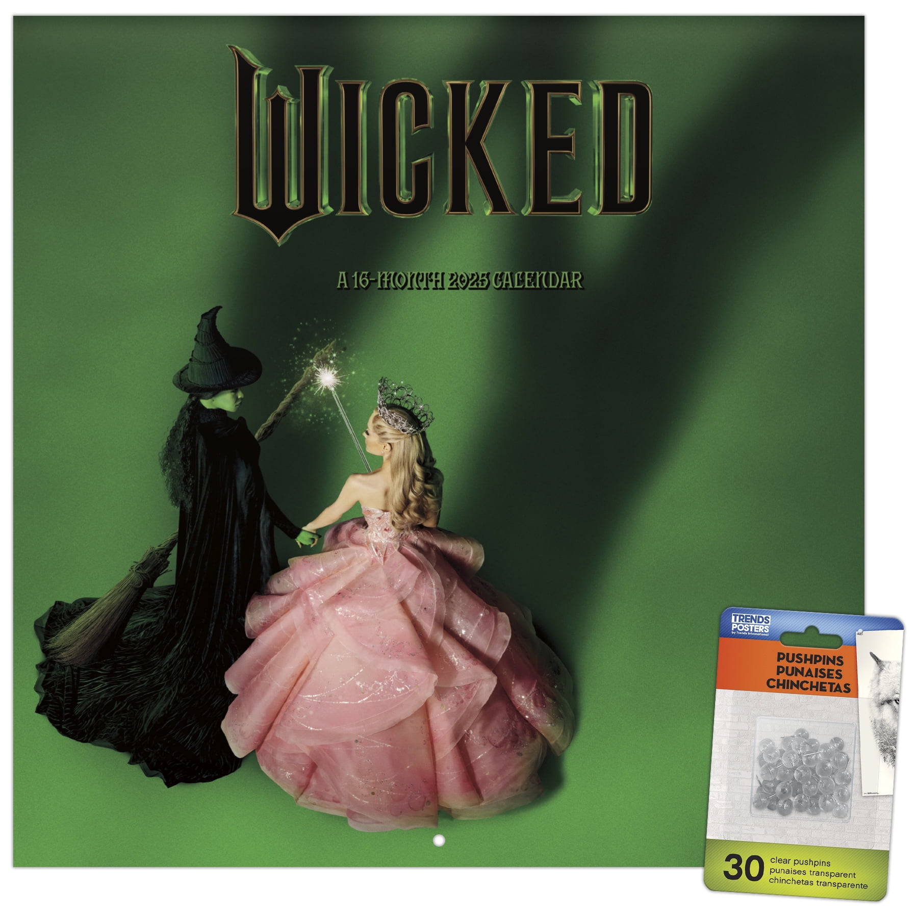 Trends International 2025 Wicked Movie Wall Calendar & Push Pins - Walmart.com