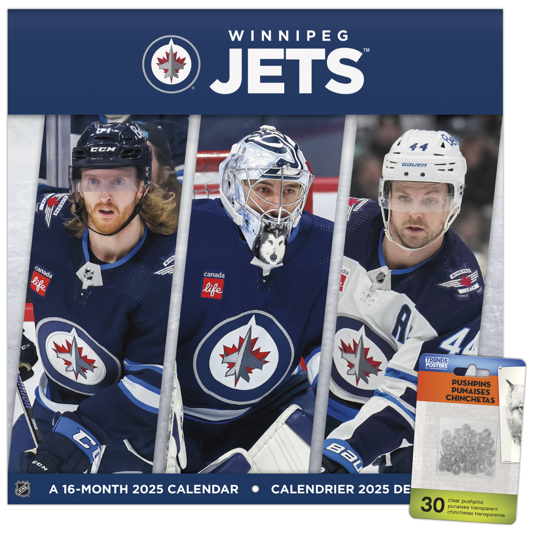 Trends International 2025 Winnipeg Jets Wall Calendar & Push Pins ...