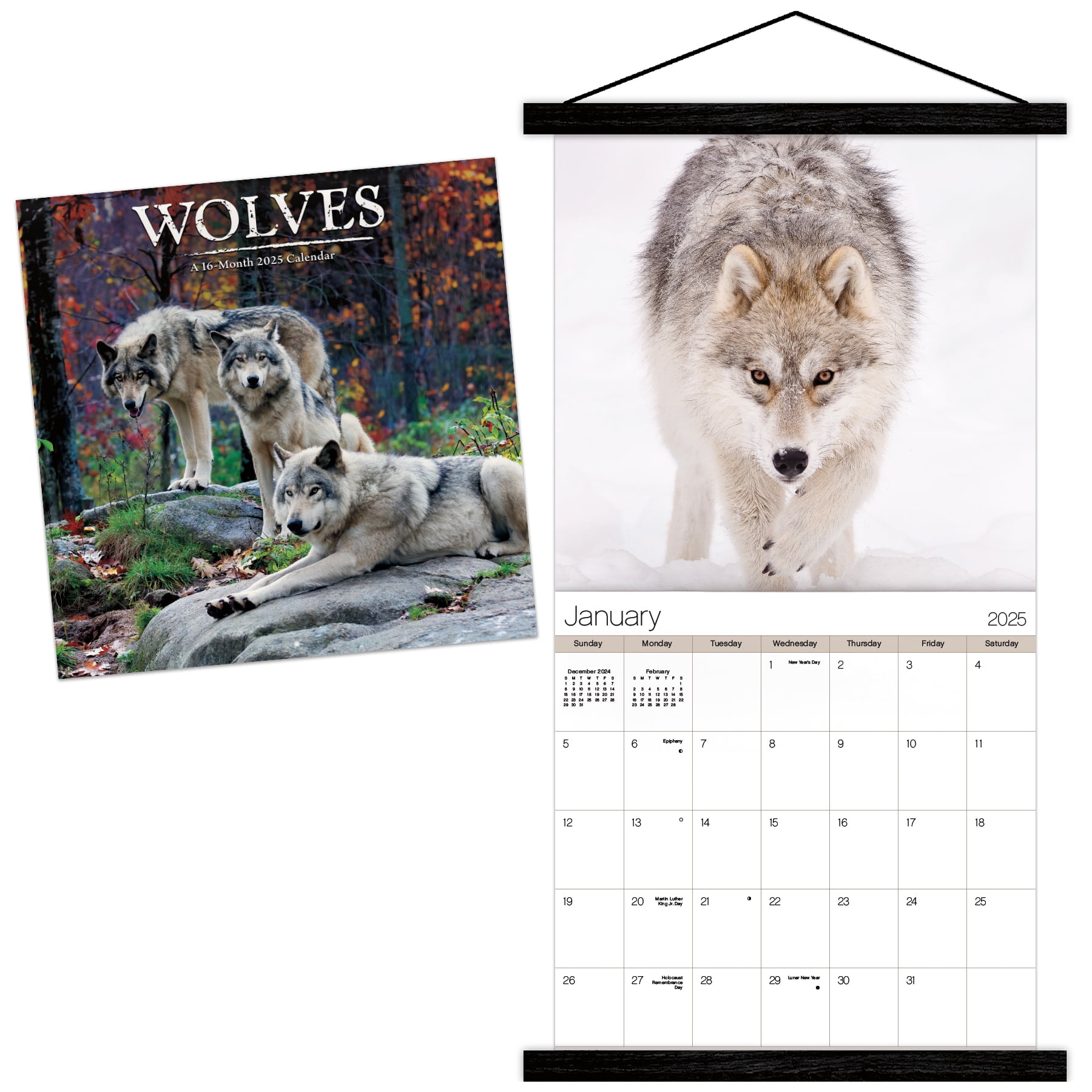 Trends International 2025 Wolves Wall Calendar & Magnetic Frame ...