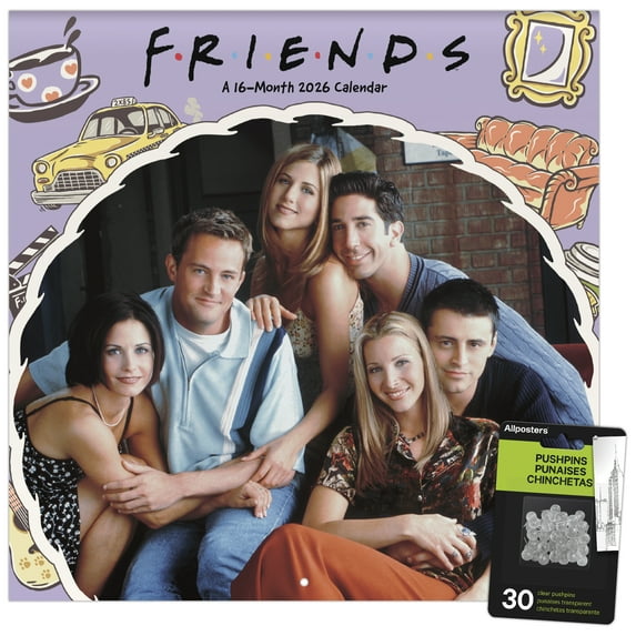 Trends International 2026 Friends Wall Calendar & Push Pins - Walmart.com
