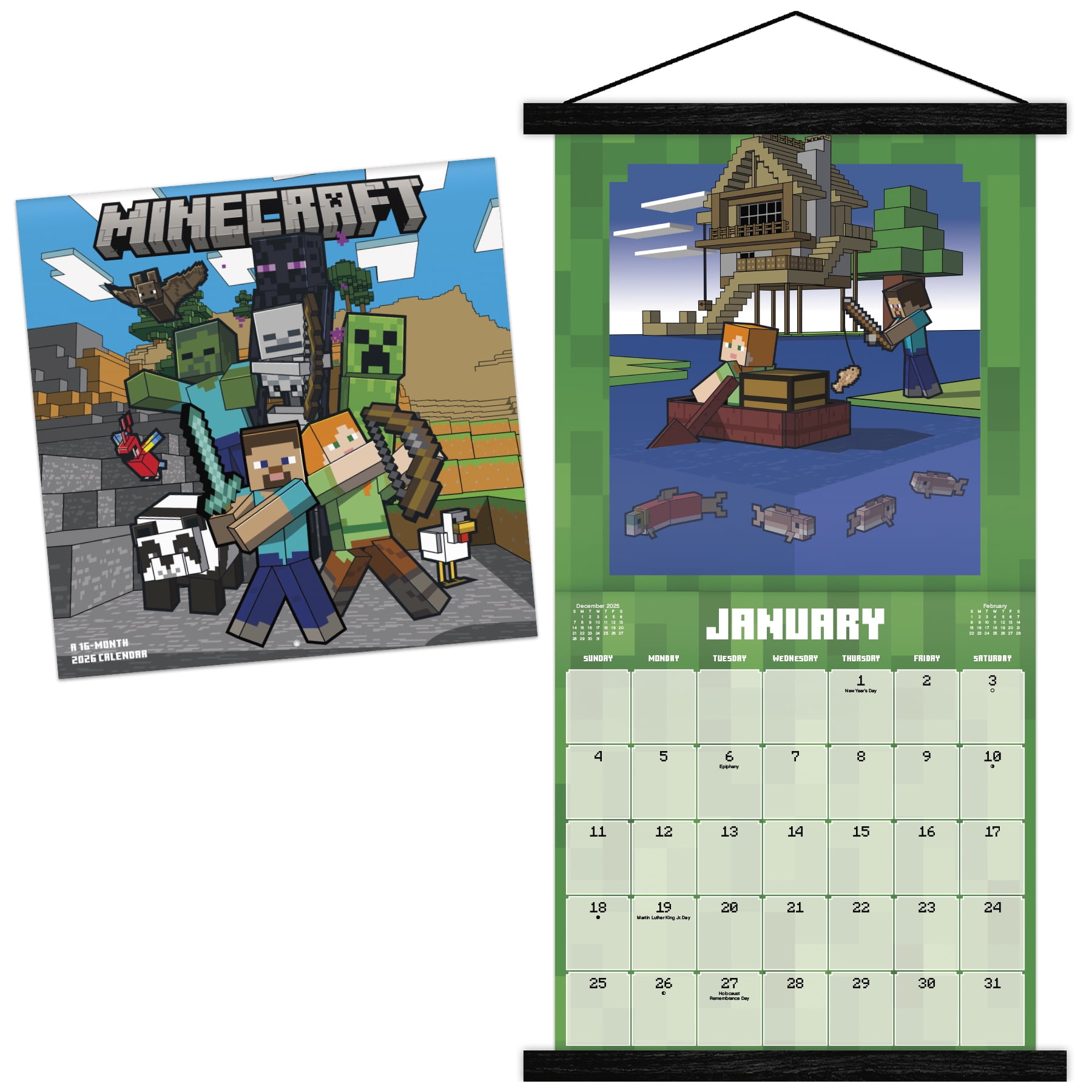 Trends International 2026 Minecraft Wall Calendar & Magnetic Frame ...