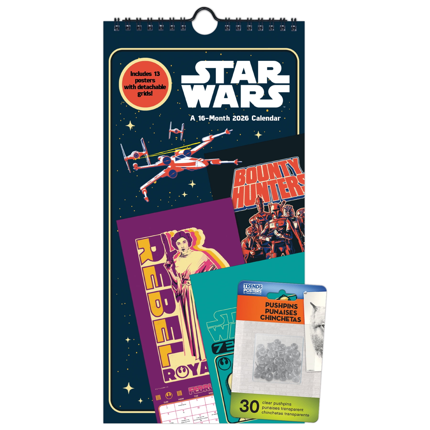 Trends International 2026 Star Wars Mini Poster Calendar & Push Pins ...