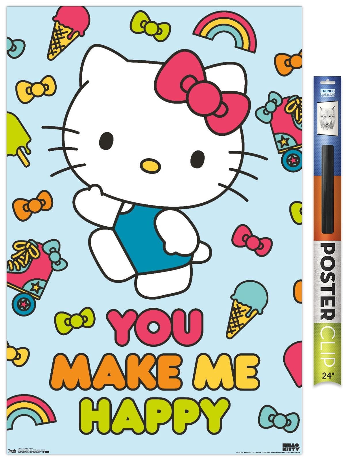 Trends International Hello Kitty - Happy Wall Poster, 22.375" x 34 ...