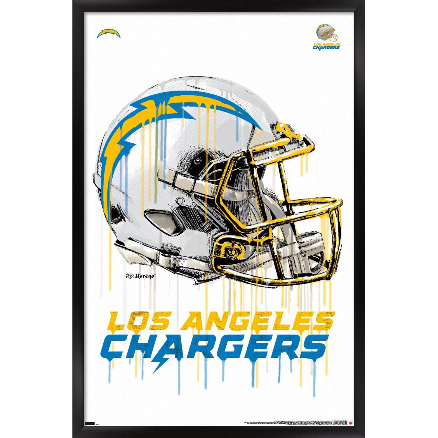 Chargers 24.25'' x 35.75'' Framed Helmet Poster - Walmart.com