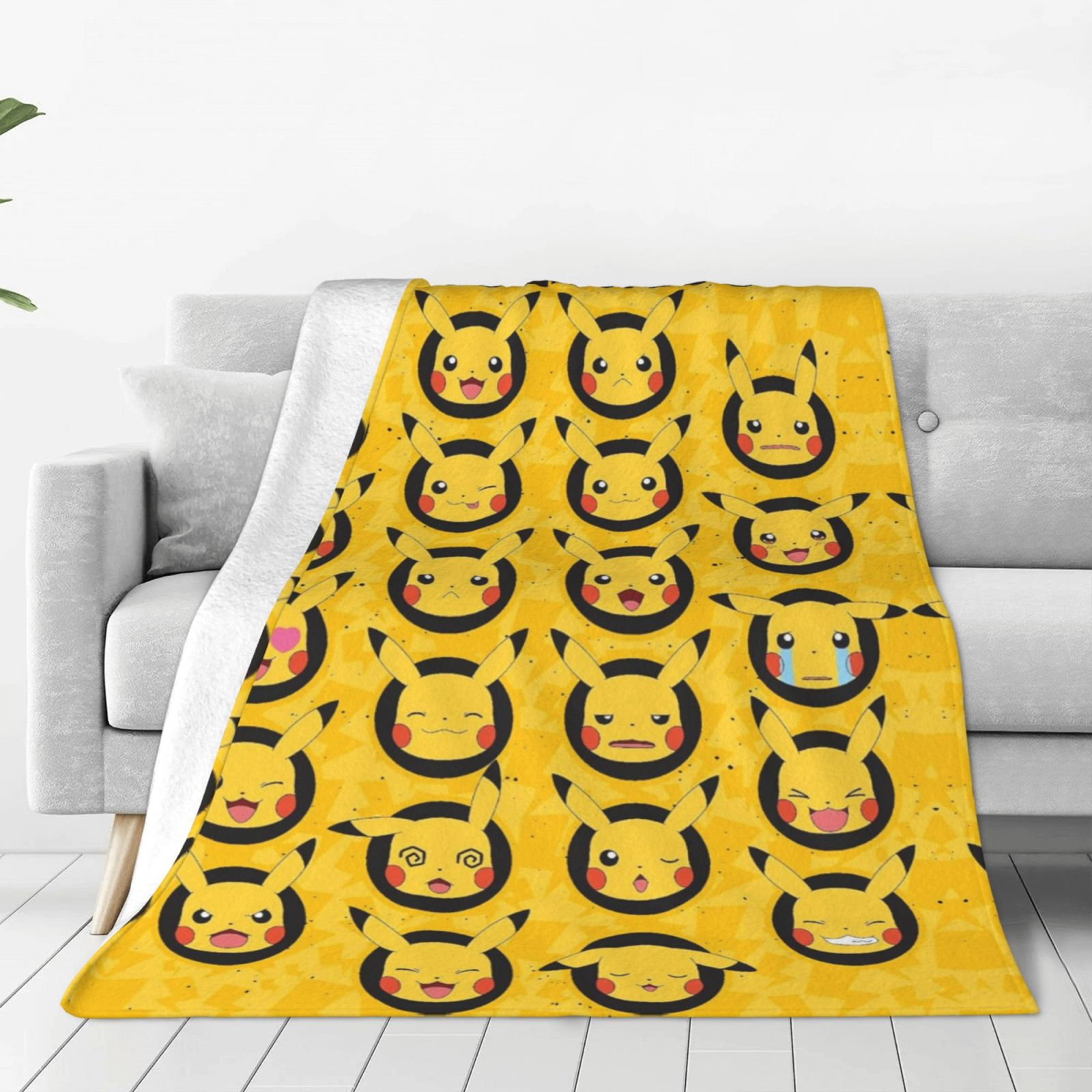Trends International Pokémon - Pikachu Faces Blanket Cartoon Blanket ...