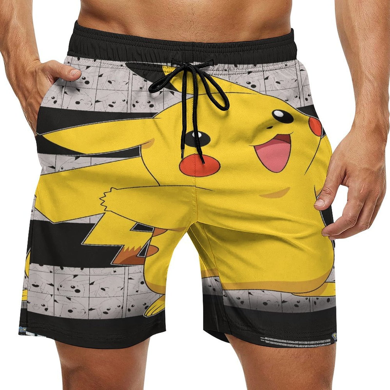 Trends International Pokémon - Pikachu Open Arms Mens Swim Trunks Quick ...