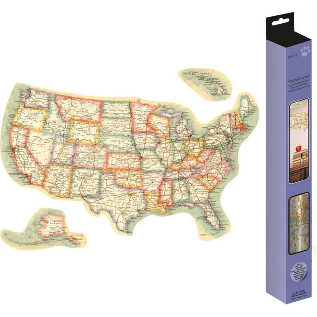 Trends International Traditional Map RoomScapes Poster Decal - 18" x 24 ...