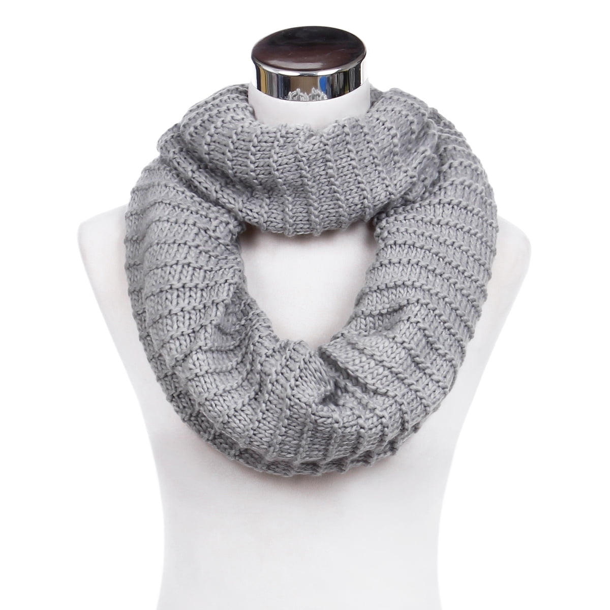 TrendsBlue Premium Long Scarves, Solid Chunky Ribbed Knit Warm Infinity ...