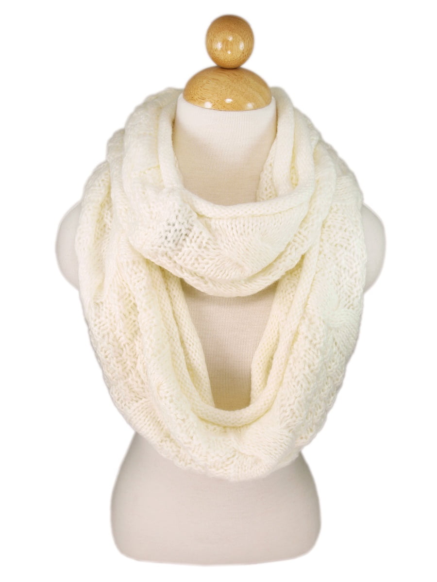 TrendsBlue Premium Winter Thick Infinity Twist Cable Knit Scarf - Diff ...