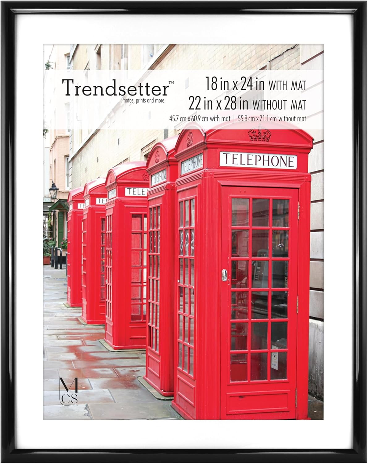 Trendsetter 22x28 Poster Frame, Displays Pictures 18x24 with Mat or 22x28 Without Mat, Vertical ...