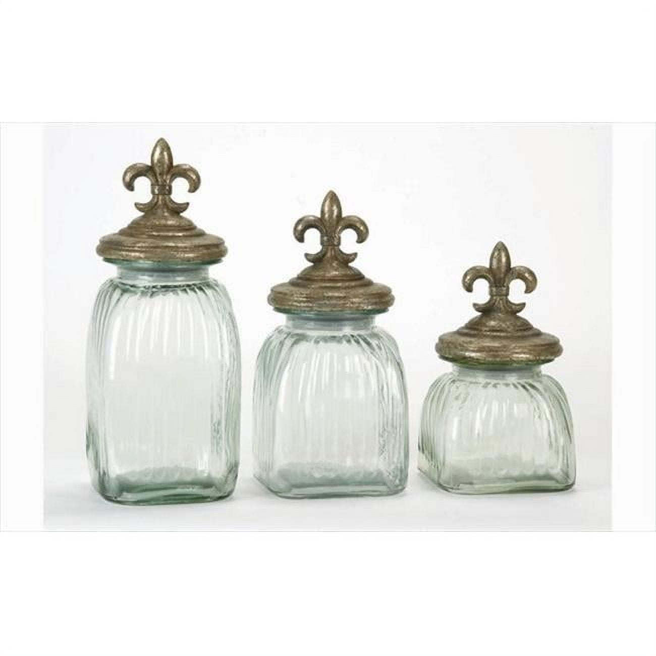 Trendsetters 43171 Glass Canisters With Fluer de Lis Top, Set of 3 ...