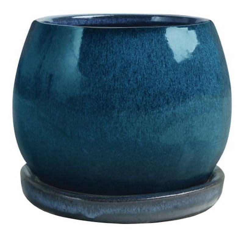Trendspot 8" Aqua Blue Artisan Pot Glazed Ceramic With Clean Edges ...