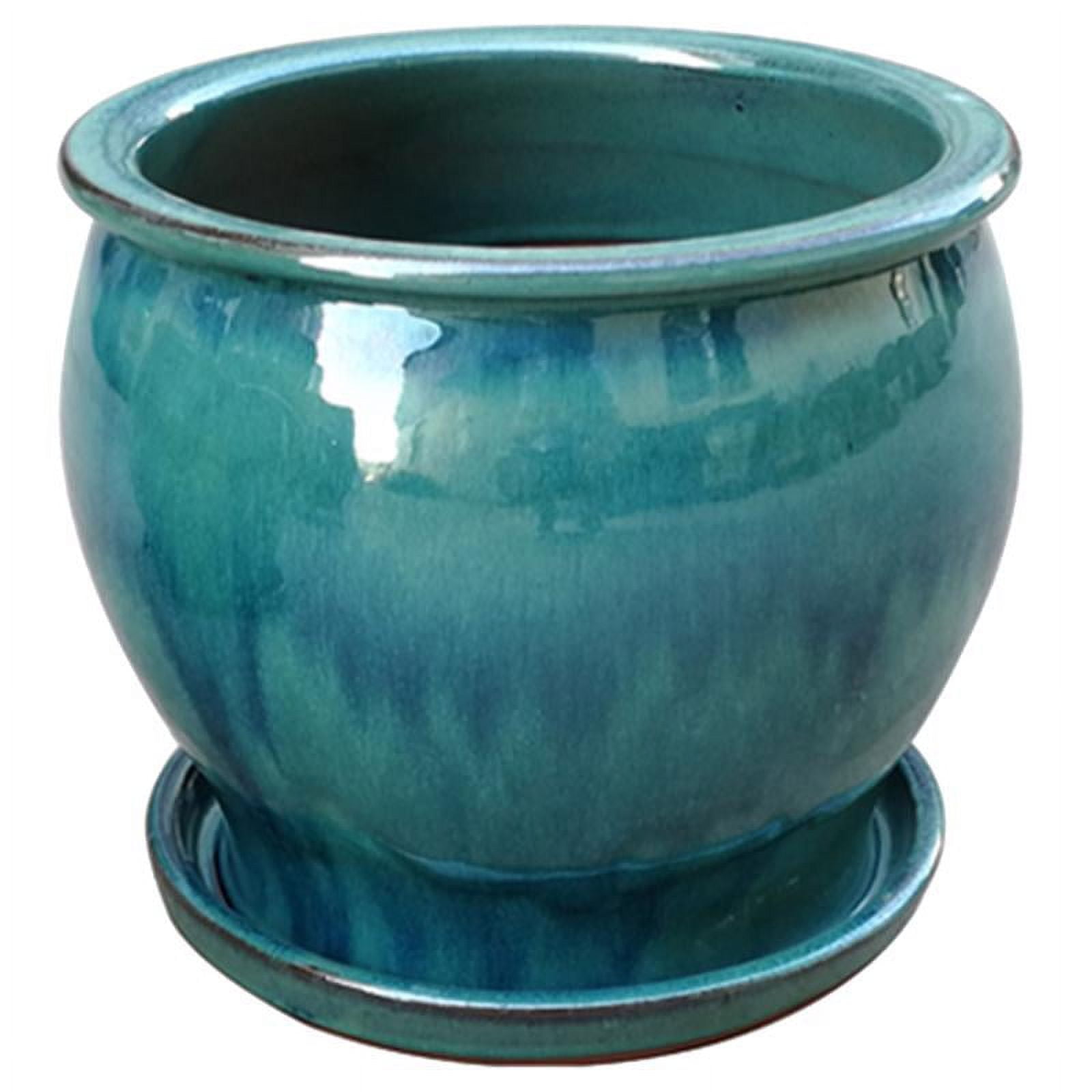 Trendspot 8 in. H x 8 in. W Green Ceramic Flower Pot - Walmart.com