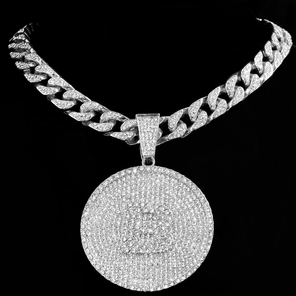 Trendy 2024 Fashion Initial Letters Cuban Chain Necklace with Iced Out ...