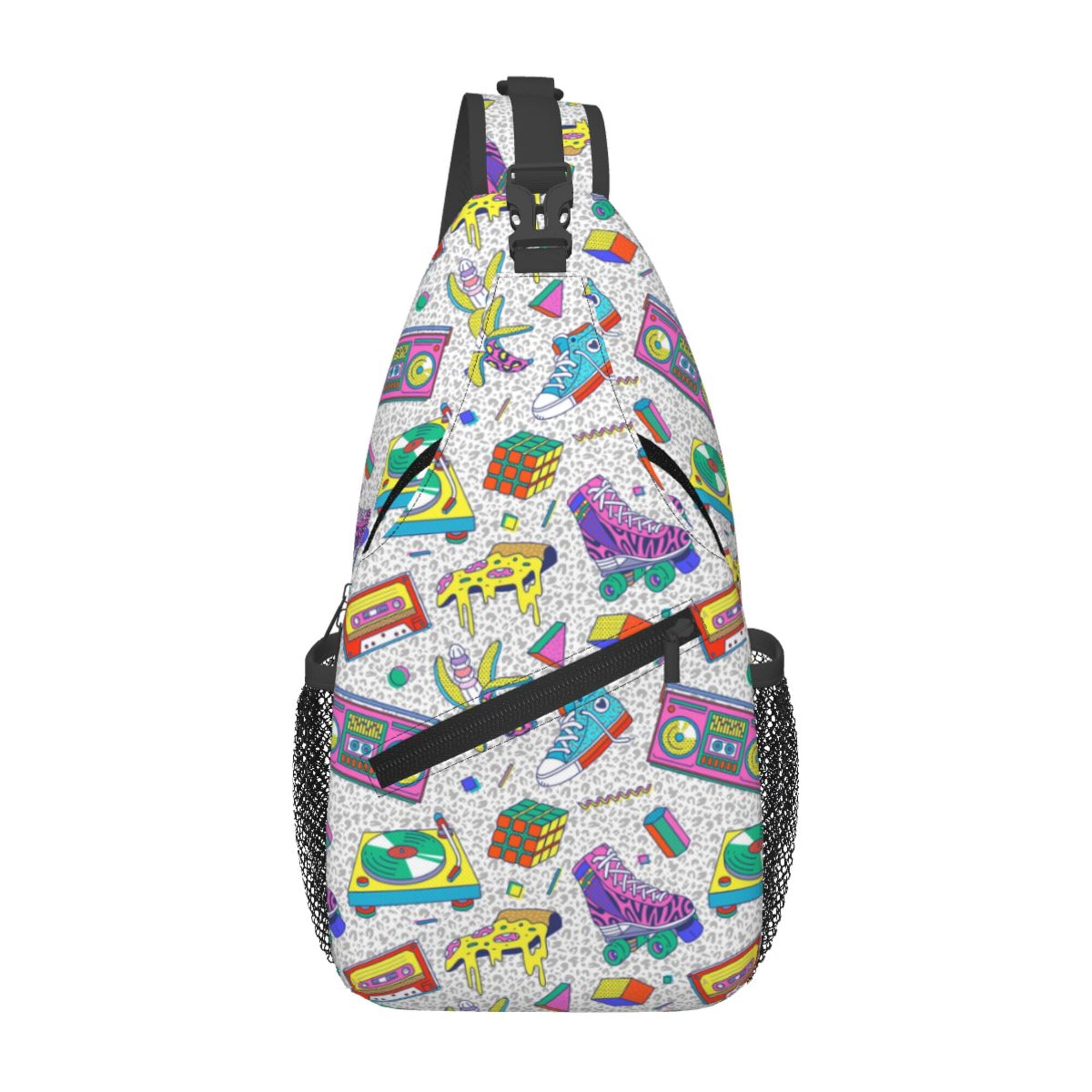 Trendy 80s-90s Neon Sling Bag Crossbody Chest Backpack For Women Men ...