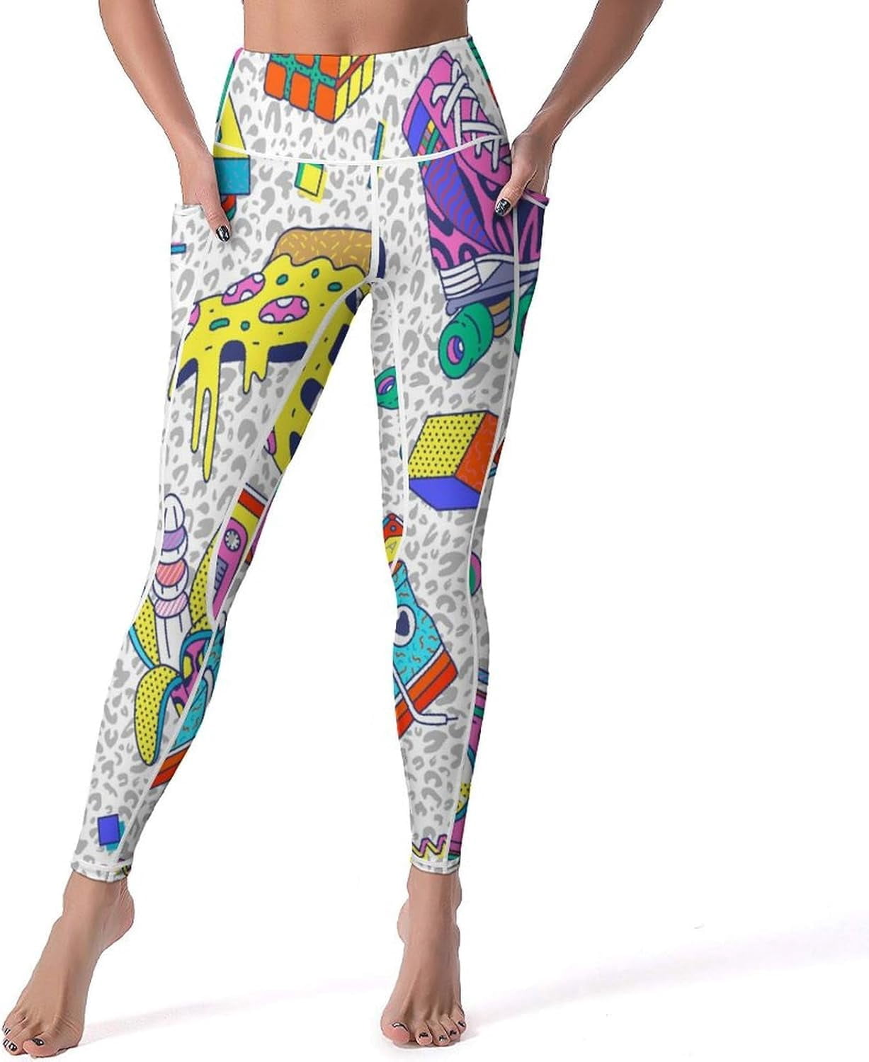 Trendy 80s 90s Style Yoga Pants for Women Tummy Control Workout Running ...