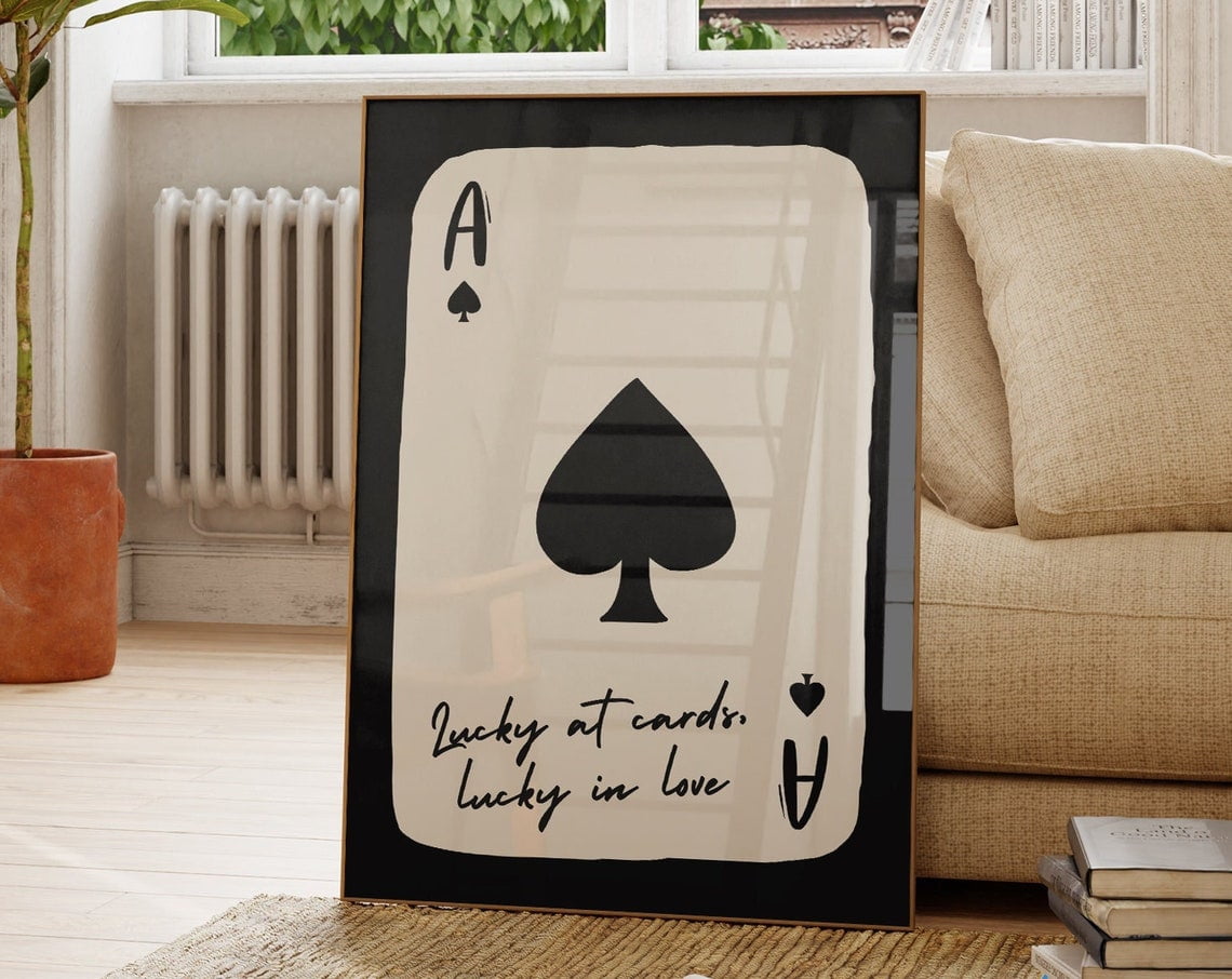 Trendy Ace Of Spades Print Playing Card Poster Trendy Retro Art Bar ...