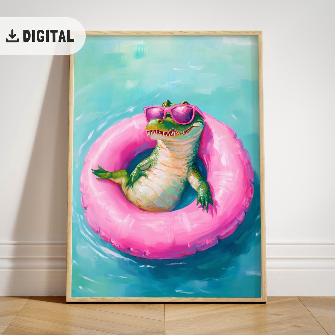 Trendy Alligator Poster Summer Pool Party Decoration Positive Vibe Art ...