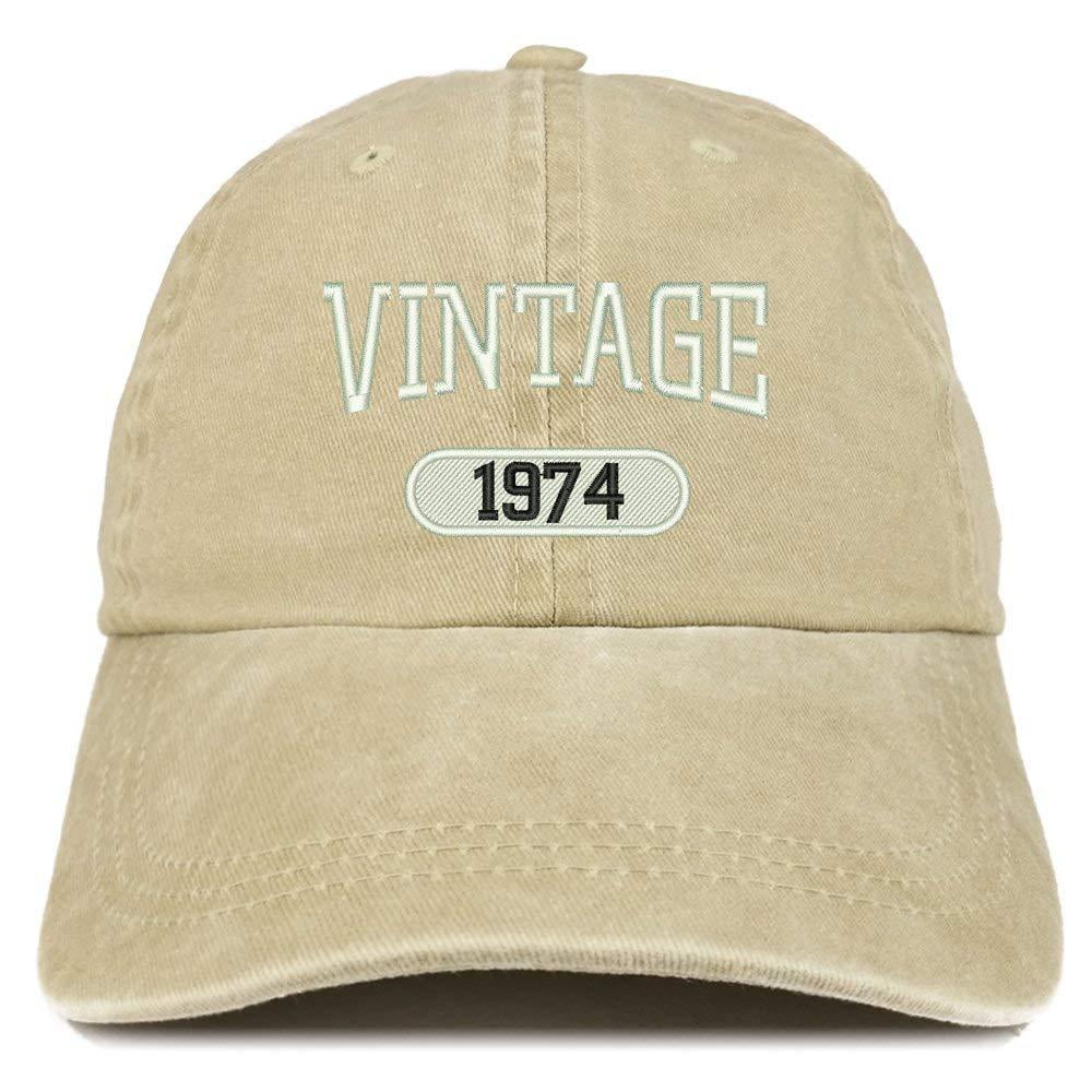 Trendy Apparel Shop Vintage 1974 Embroidered Birthday Soft Crown Washed ...