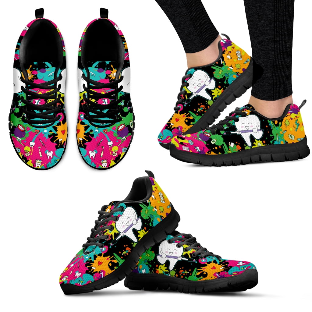 Trendy Art Graffiti Design Cute Cartoon Teeth Print Soft Sole Outdoor ...