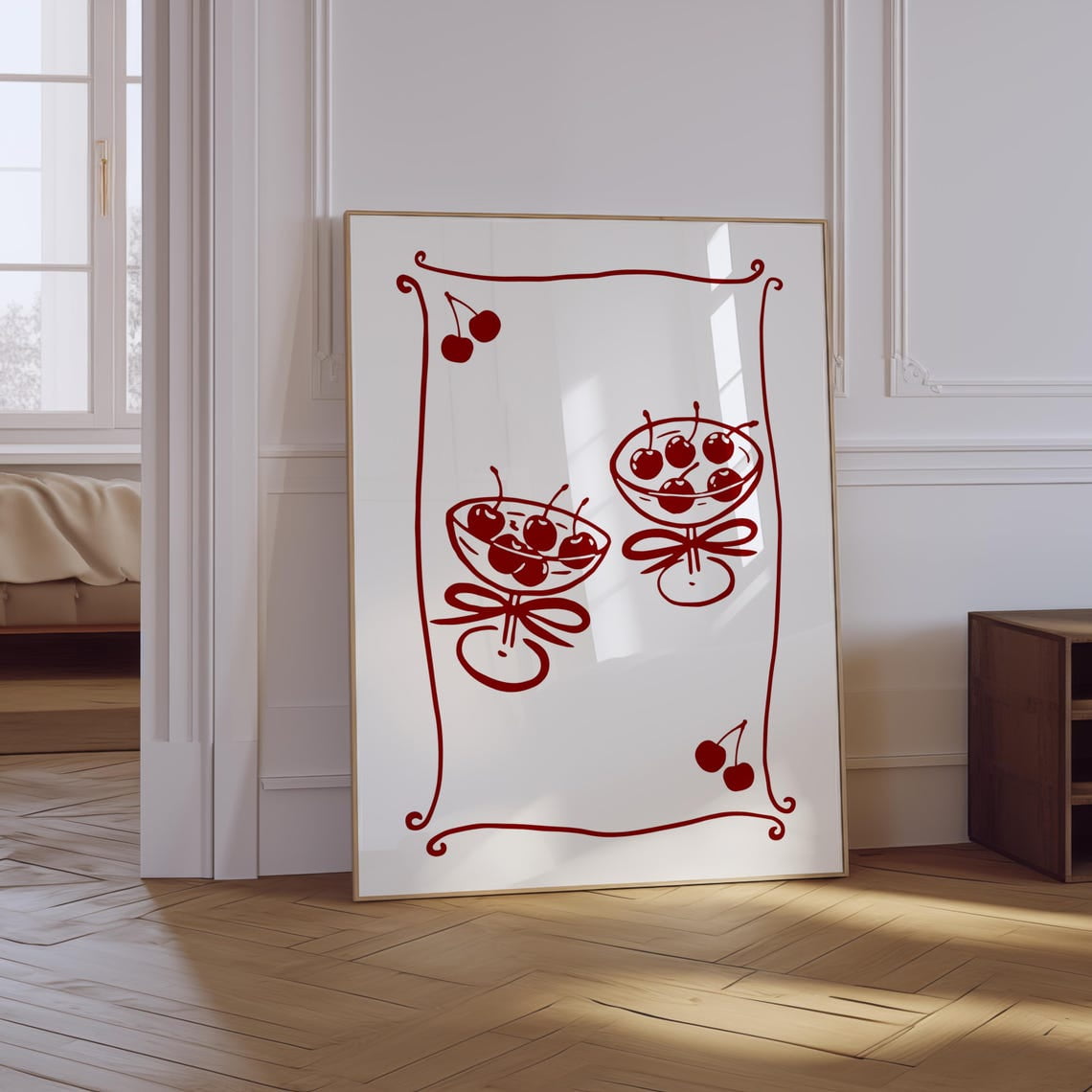 Trendy Bar Cart, Cherry Cocktail, Red Cheers Print, Alcohol Print ...