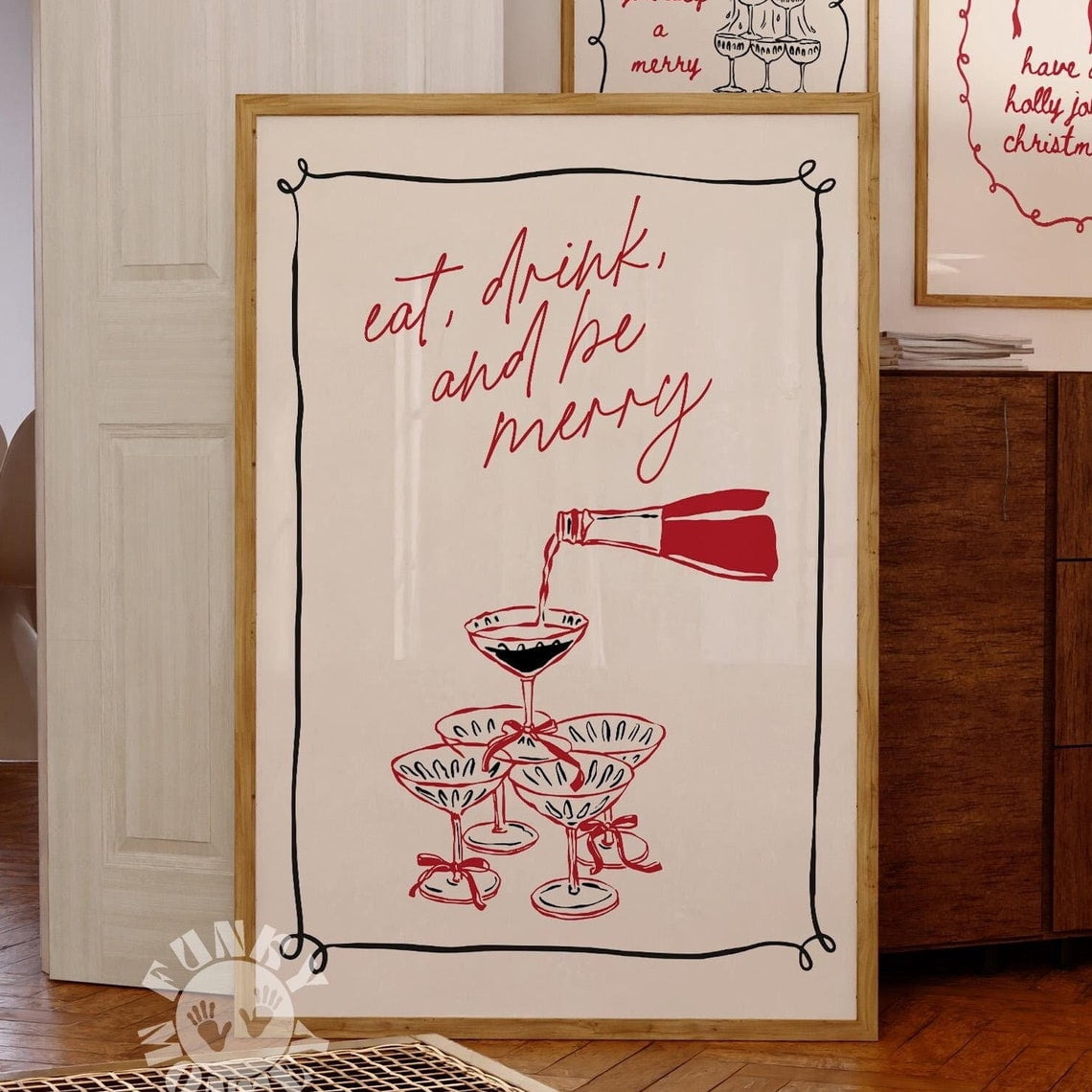 Trendy Bar Cart Print Cocktail Wall Art, Digital Print, Holiday Decor ...