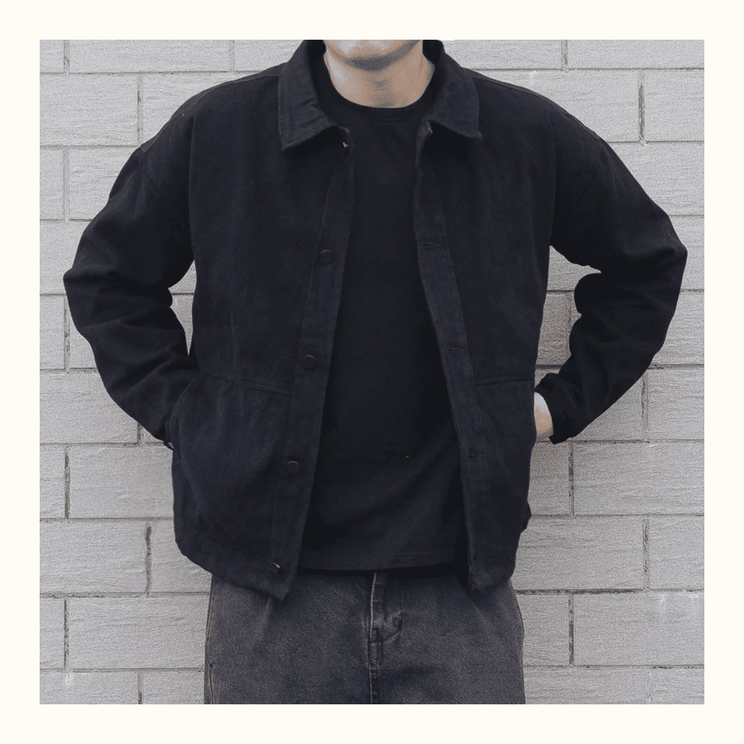 Trendy Black Denim Jacket Loose Fit For Men Korean Style Versatile ...