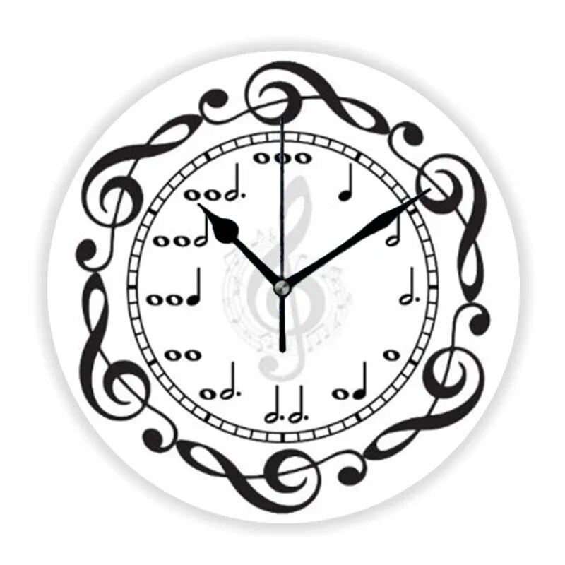Trendy Black Gold Music Notes Music Is Life Musical Wall Clock Large ...
