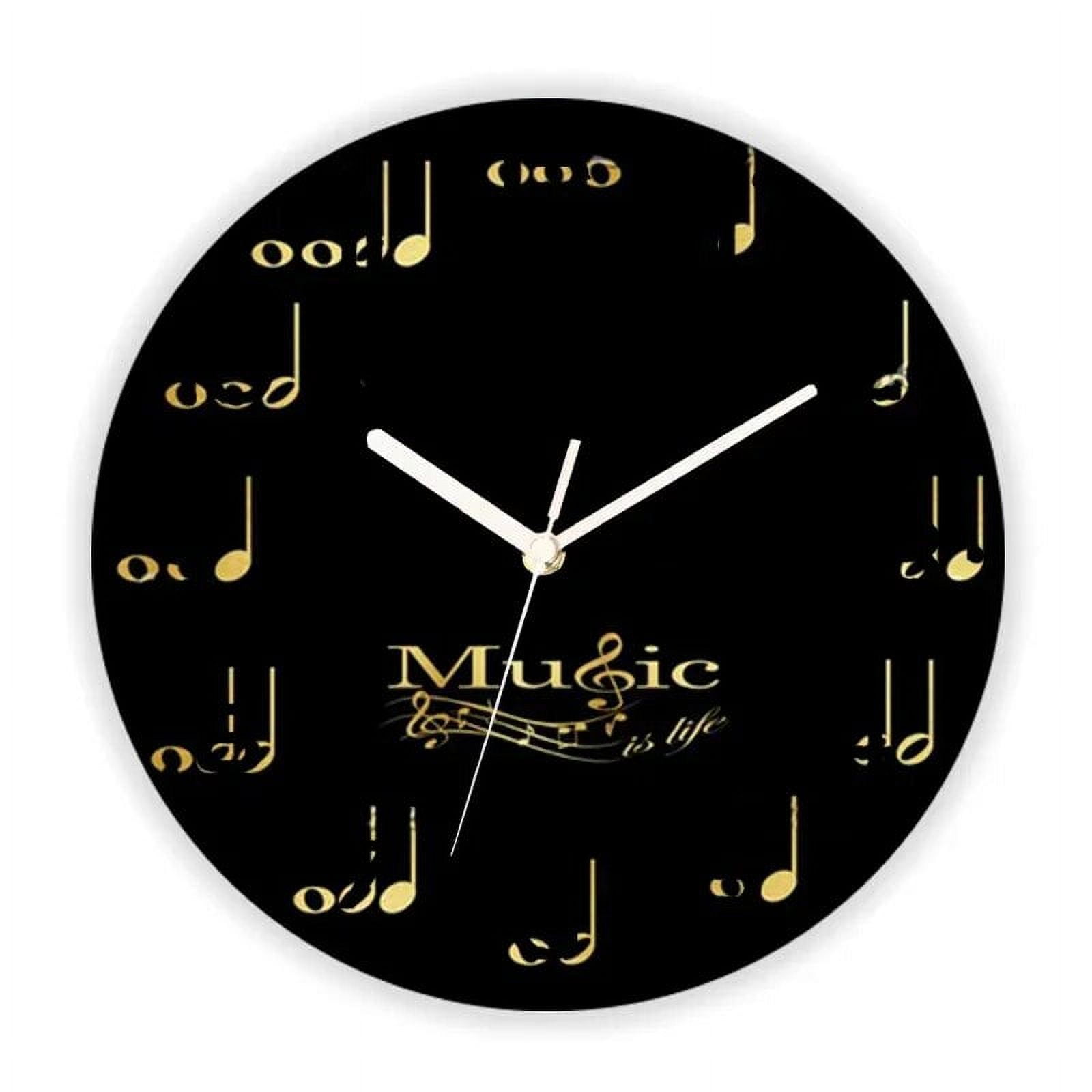 Trendy Black Gold Music Notes Music Is Life Musical Wall Clock Large ...