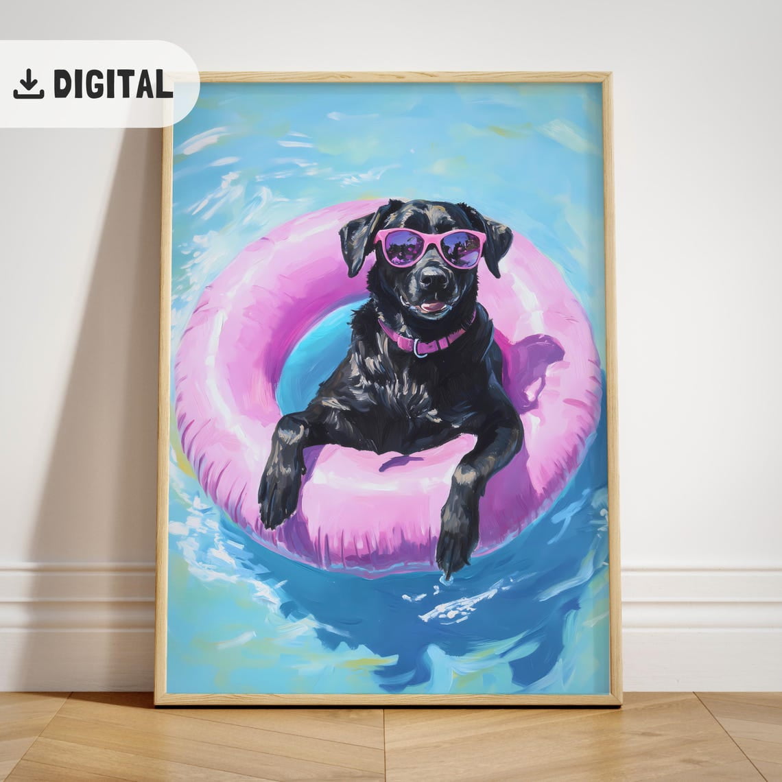 Trendy Black Labrador Retriever Poster Colorful Summer Poster Wall Art ...