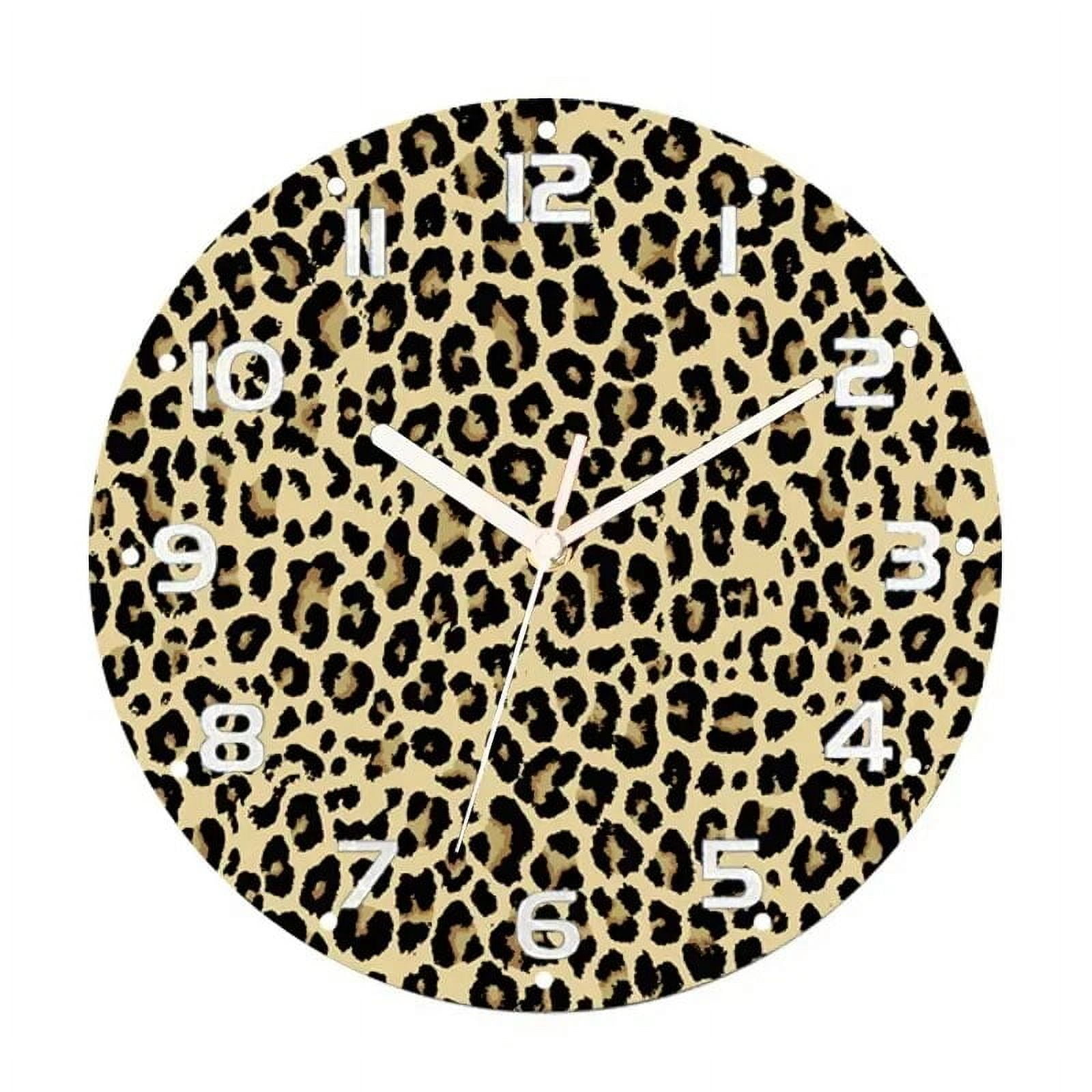 Trendy Black Red Leopard Zebra Animal Print Round Wall Clock for Living ...
