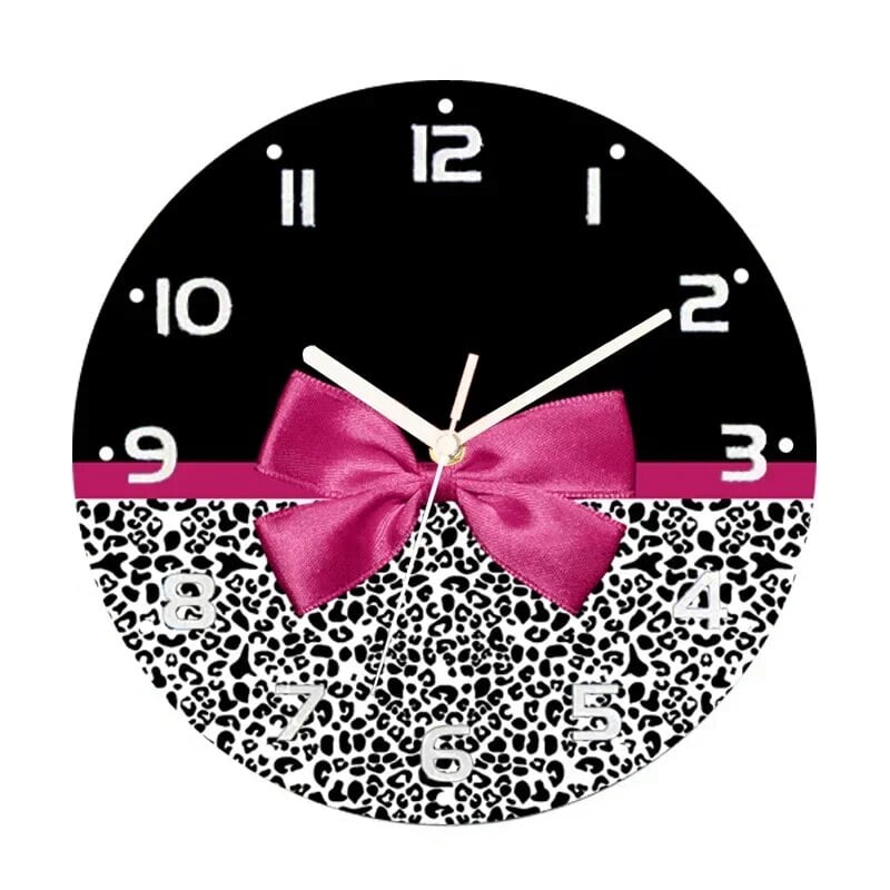 Trendy Black Red Leopard Zebra Animal Print Round Wall Clock for Living ...