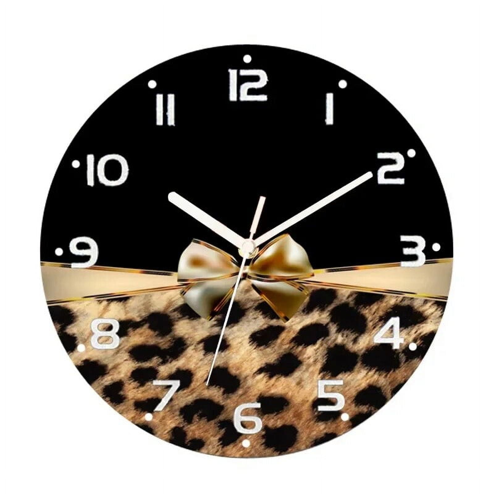Trendy Black Red Leopard Zebra Animal Print Round Wall Clock for Living ...