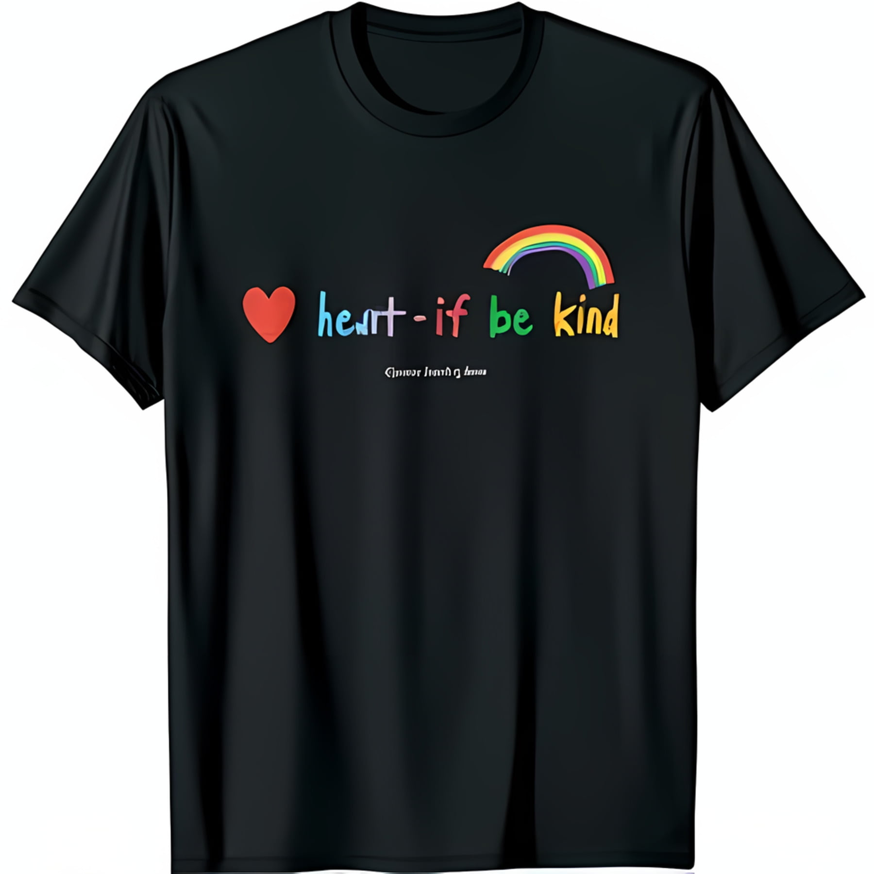 Trendy Black T-Shirt with Colorful Heart If Be Kind Design - Walmart.com