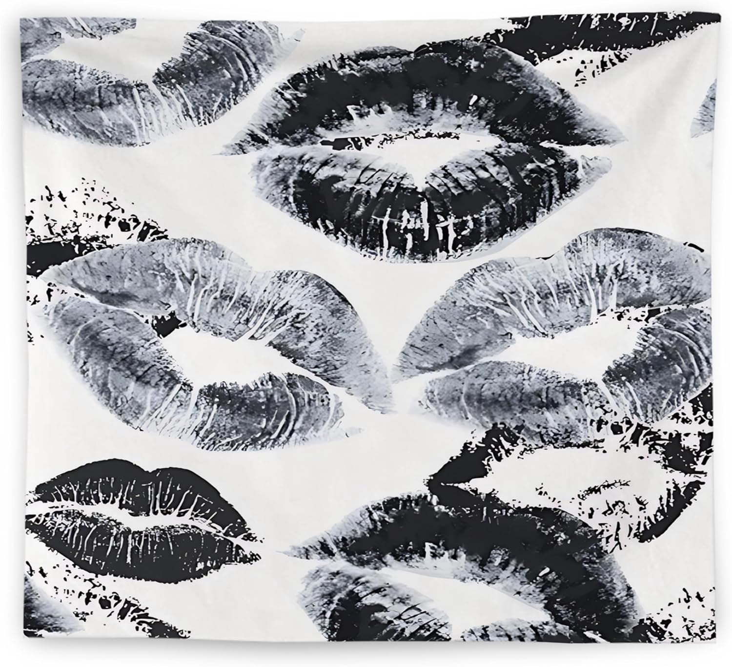 Trendy Black and White Kiss Lips Tapestry Wall Hanging, Funky Makeup ...